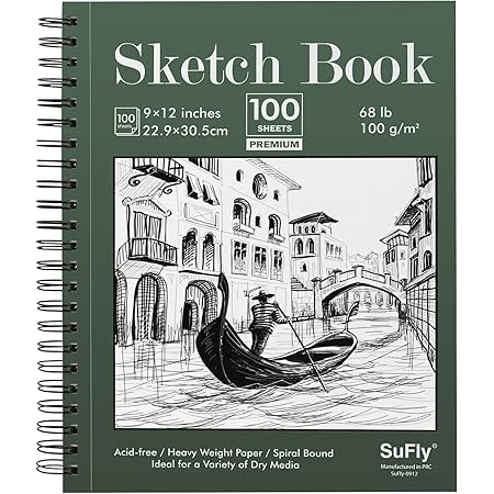 Amazon.com: 9 x 12 Sketchbook, 68lb/100gsm Sketch Pad 100 Sheets Spiral-Bound Acid Free Drawing ...