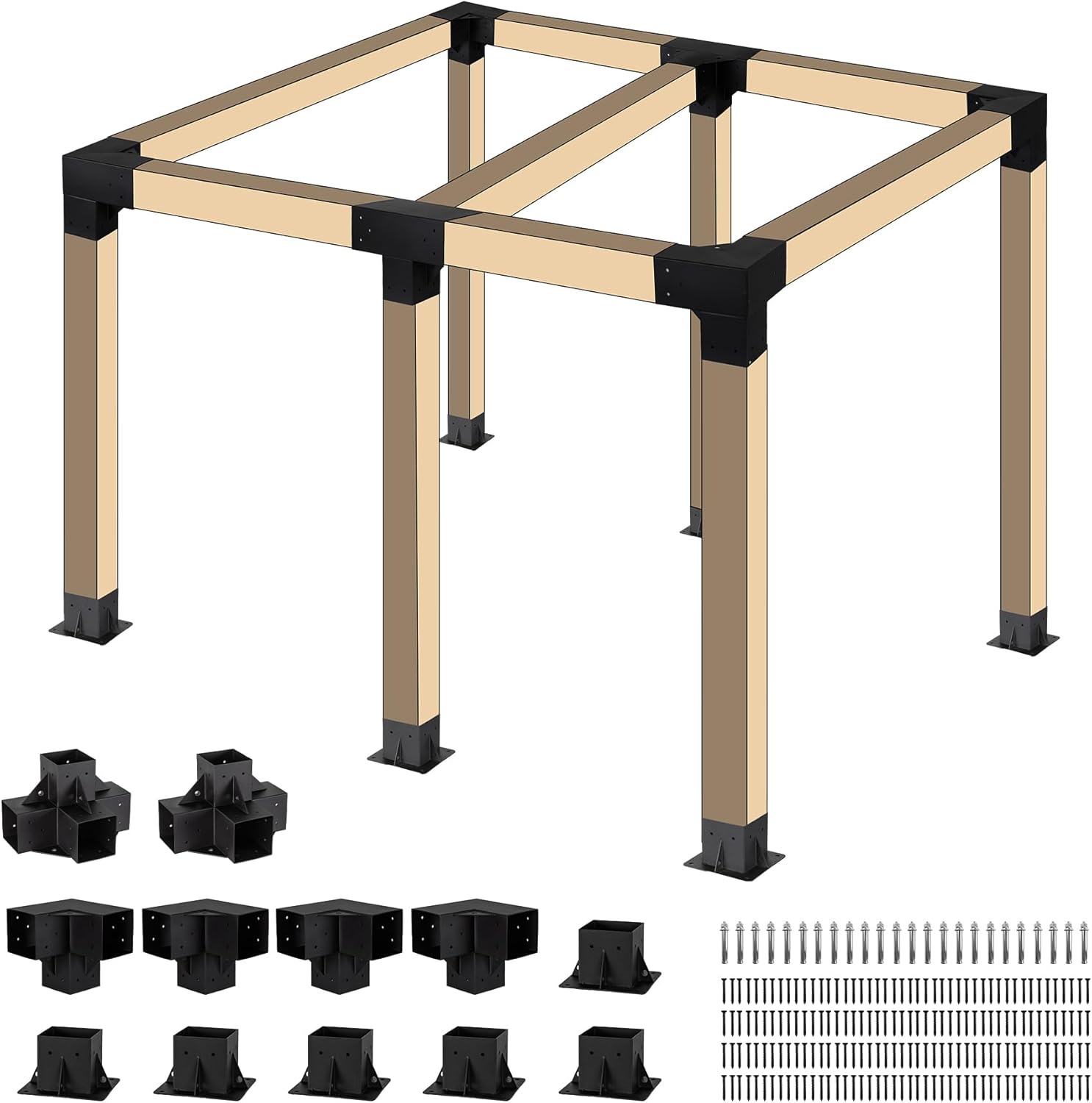 Amazon.com: Neorexon Pergola Bracket Kit Elevated Wood Stand Kit Woodwork 4" x 4" (Actual 3.5" x ...
