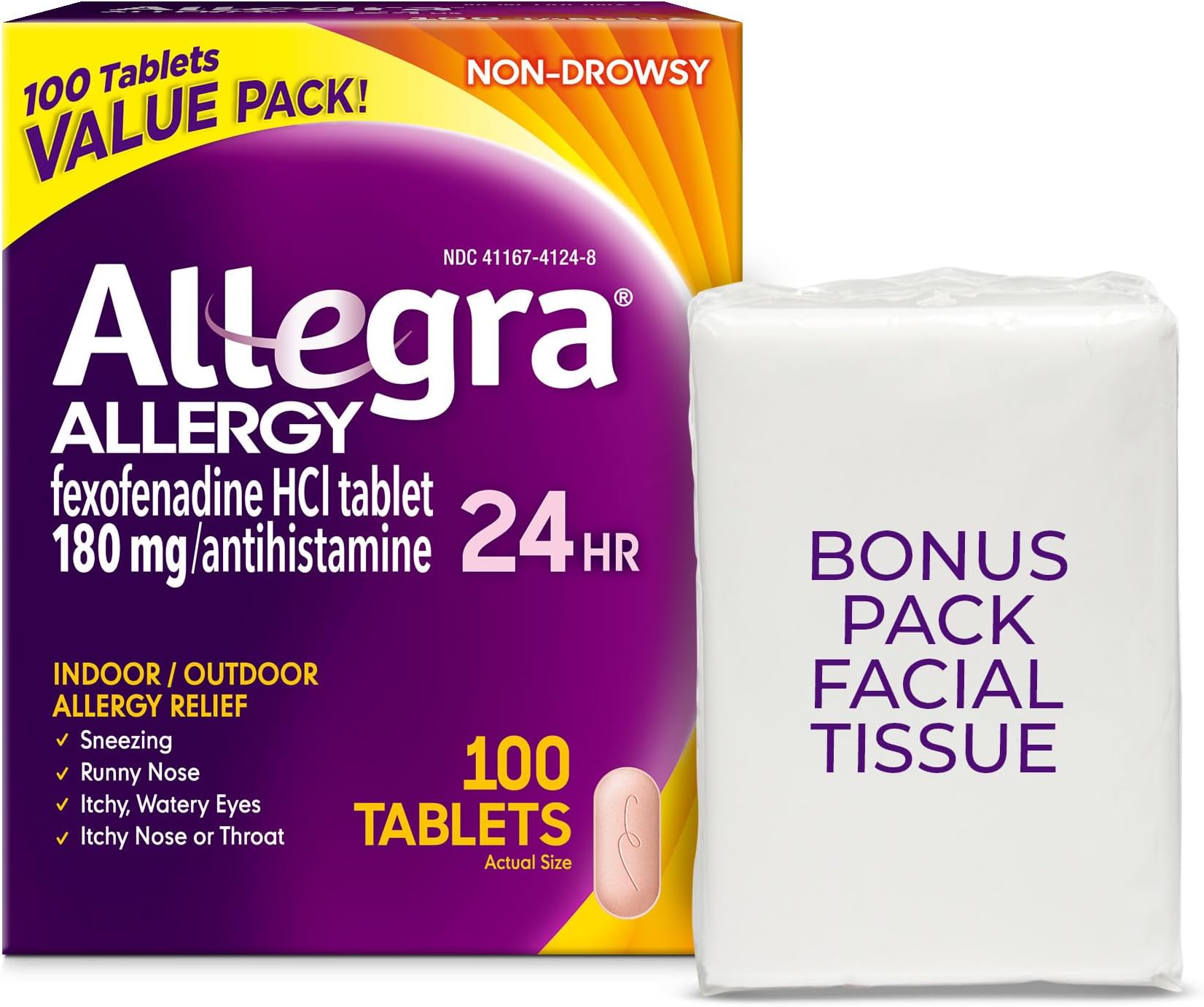 Amazon.com: Allegra Adult 24-Hour Allergy Relief Tablets with Bonus ...