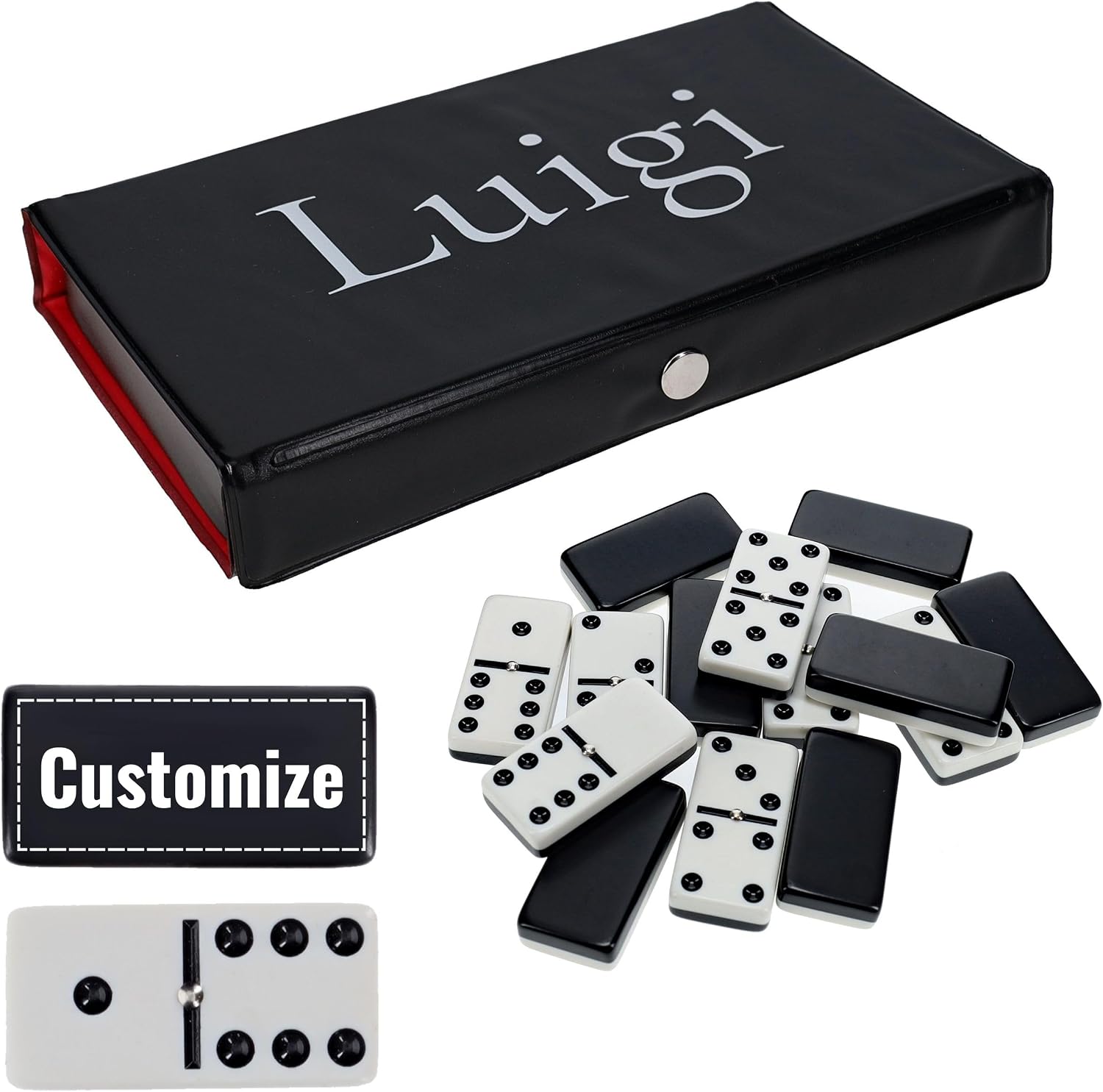 Amazon.com: WE Games Personalized Two-Toned Double 6 Domino Set in ...