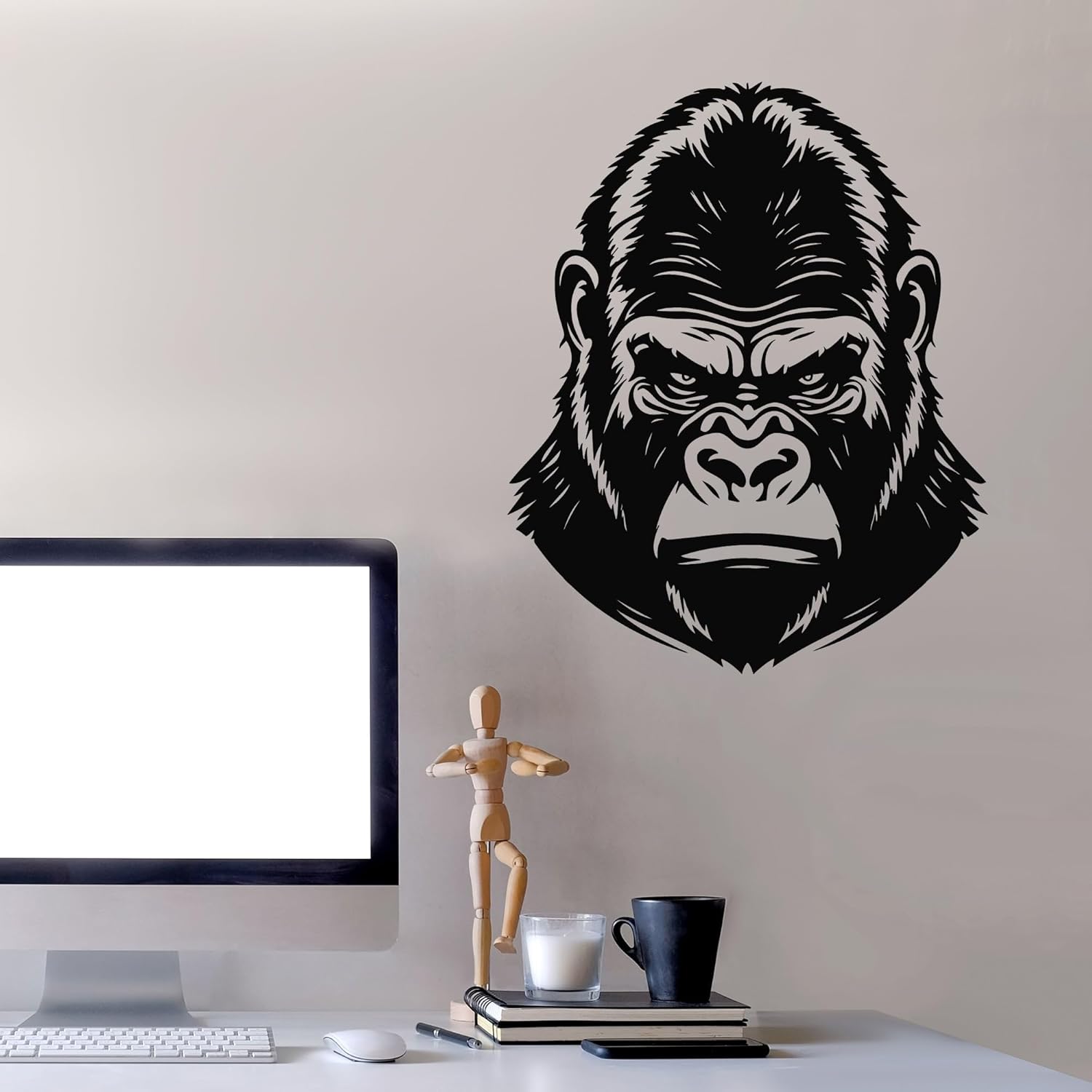 Amazon.com: Vinyl Wall Decal Gorilla Head Creative Logo Aggressive Face ...