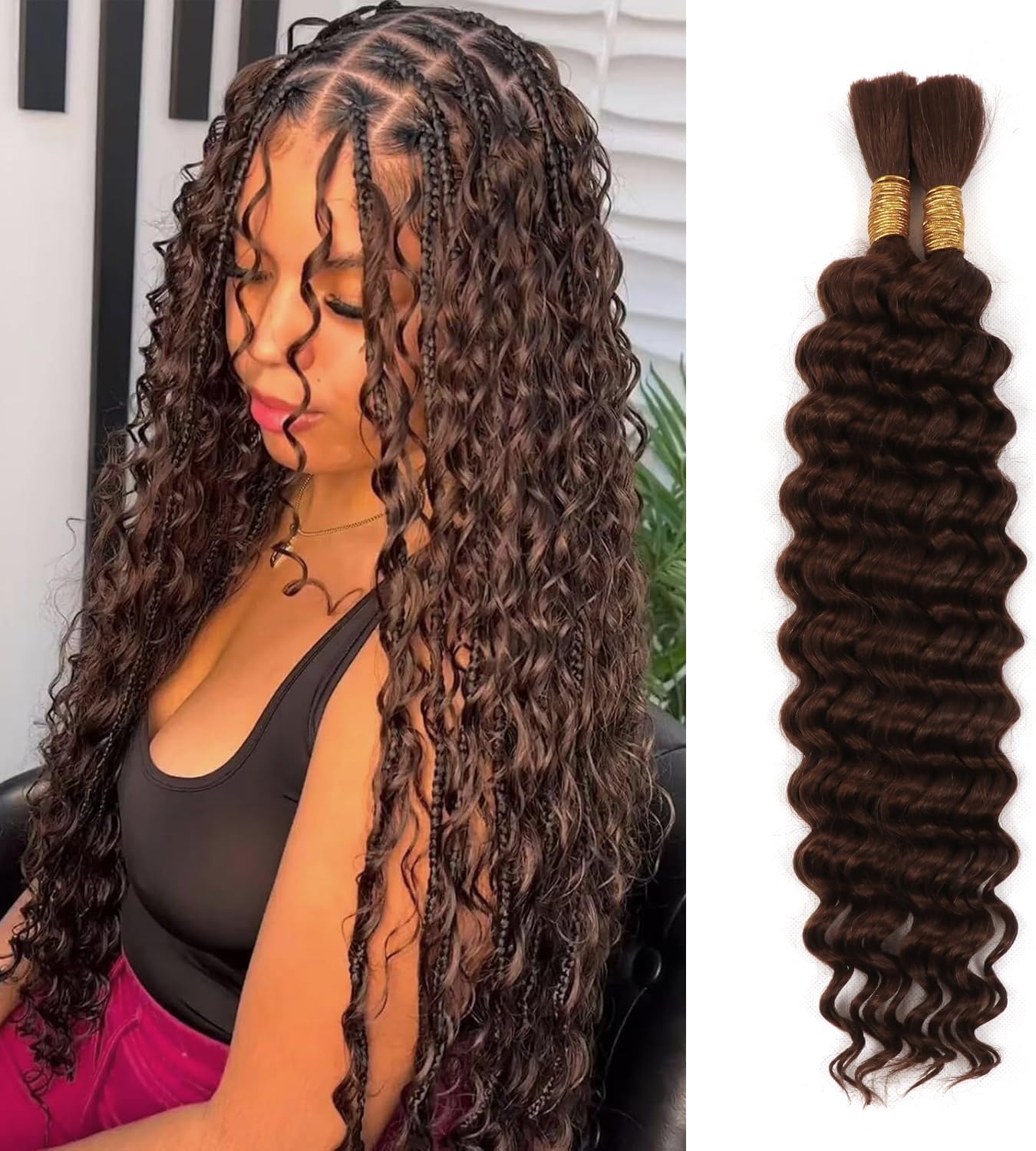 16 Inch Boho Braids Human Hair Extensions 2Bundles 100g Human Braiding ...
