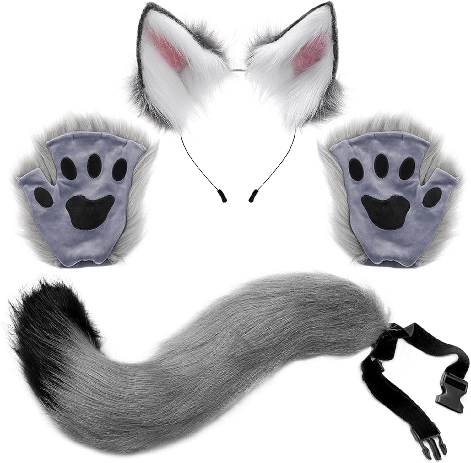 Amazon.com: Odowalker Wolf Fox Costume, Wolf Fox Tail Clip Ears and ...