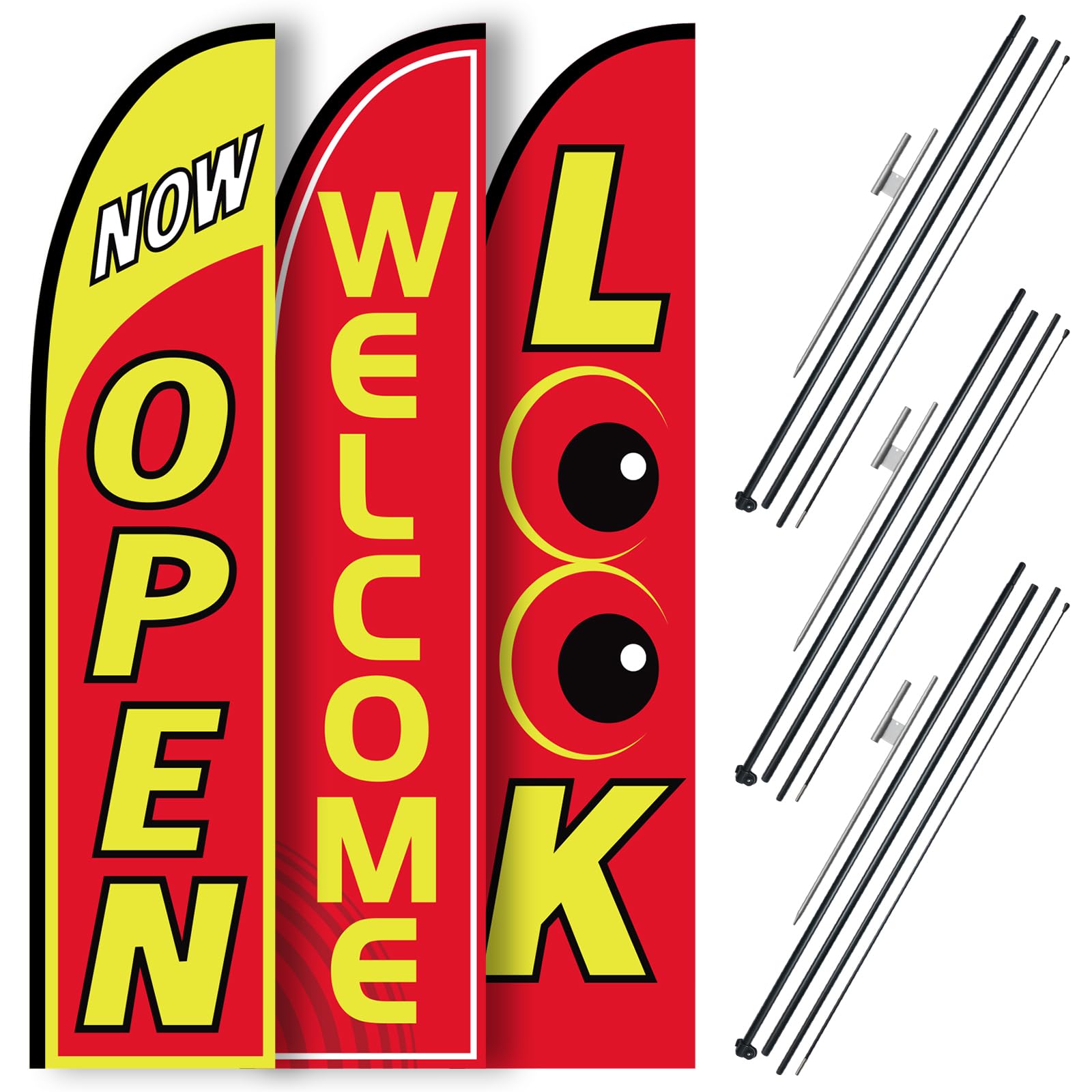 Amazon.com : VEVOR Open Feather Flags with Pole Kit, 16.3 Feet ...