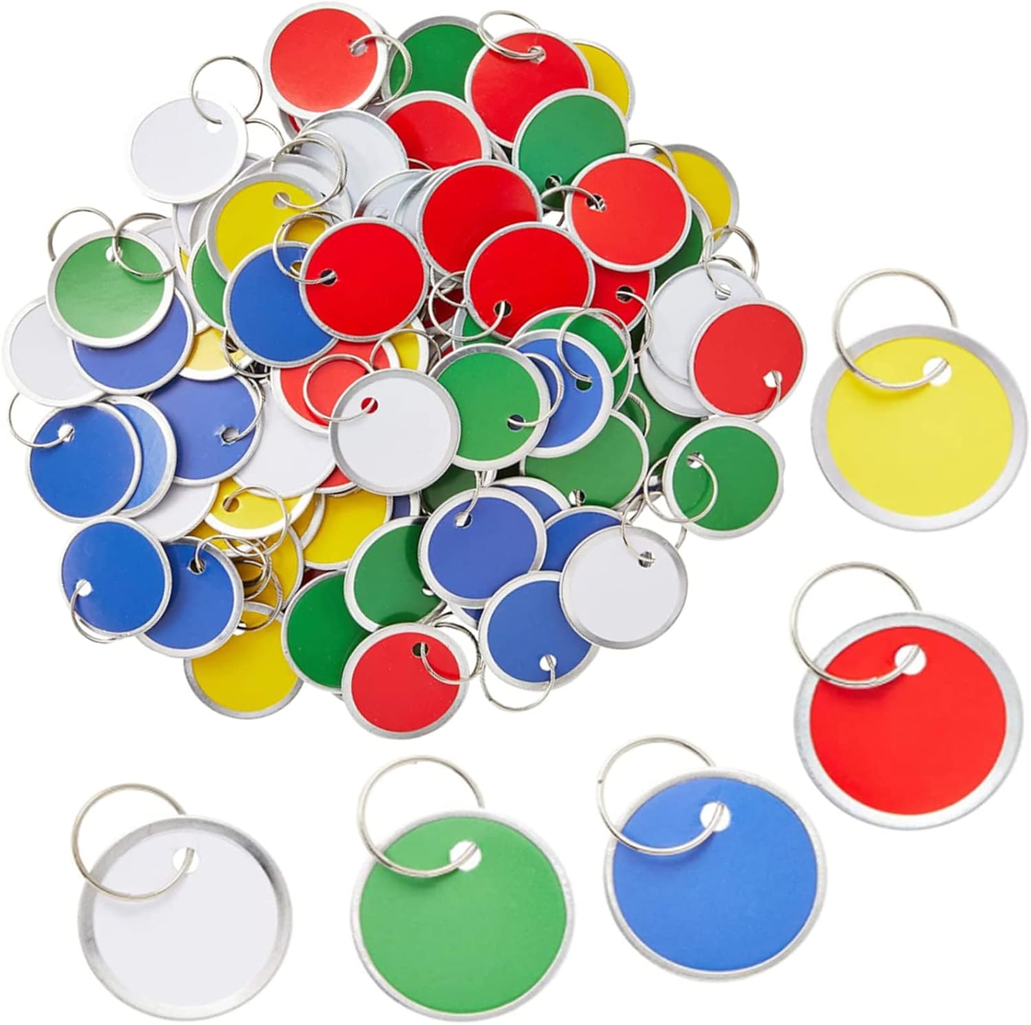 Amazon.com : 180 Colored Metal Rim Round Paper Tags with Metal Rings ...