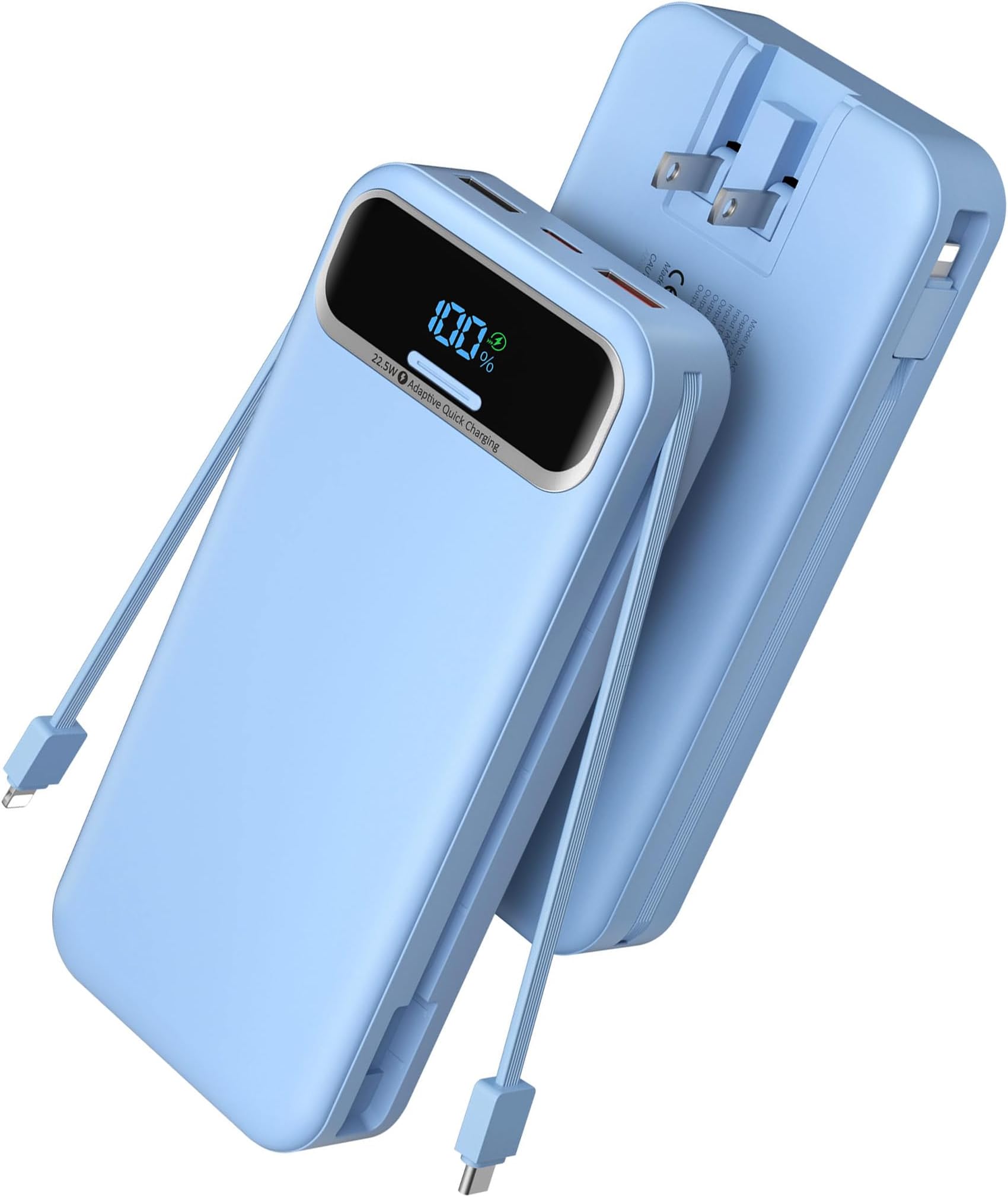 Amazon.com: Portable Charger Power Bank with Built in Cables and AC ...