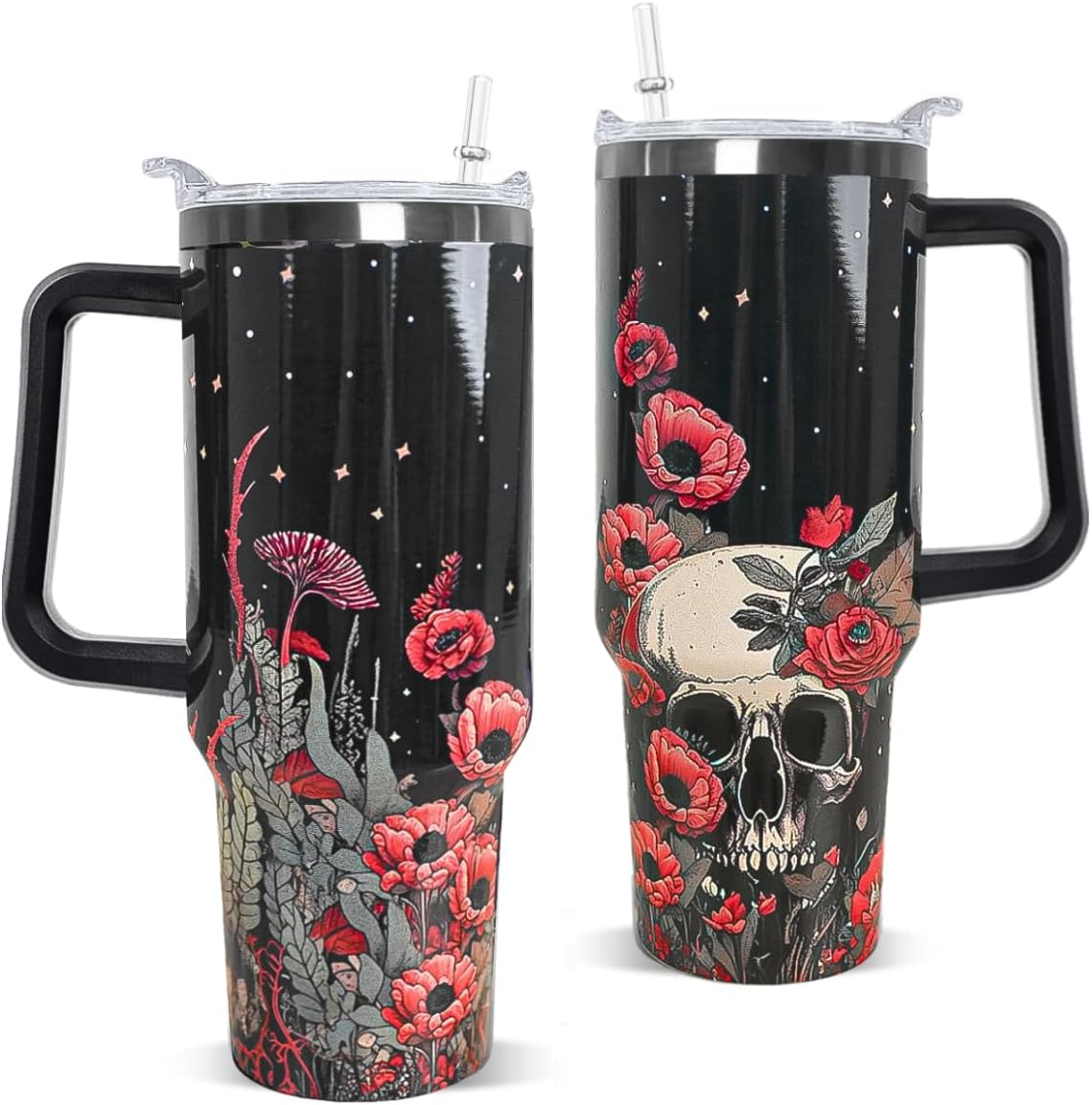 Amazon.com | Nqhsionv Skull Tumbler with Handle and Straw 40 oz Gothic ...