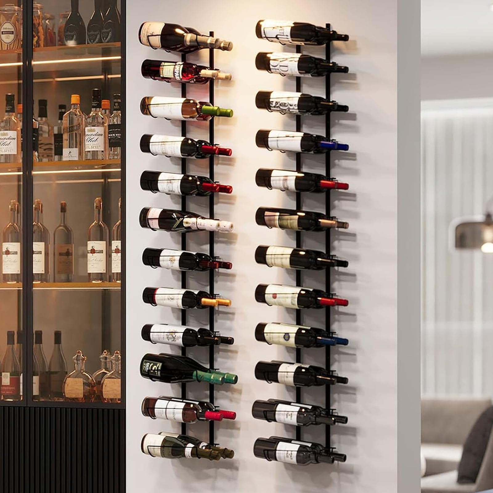 Amazon.com: JKsmart 24 Bottles Wall Mounted Wine Rack,Adjustable Height ...