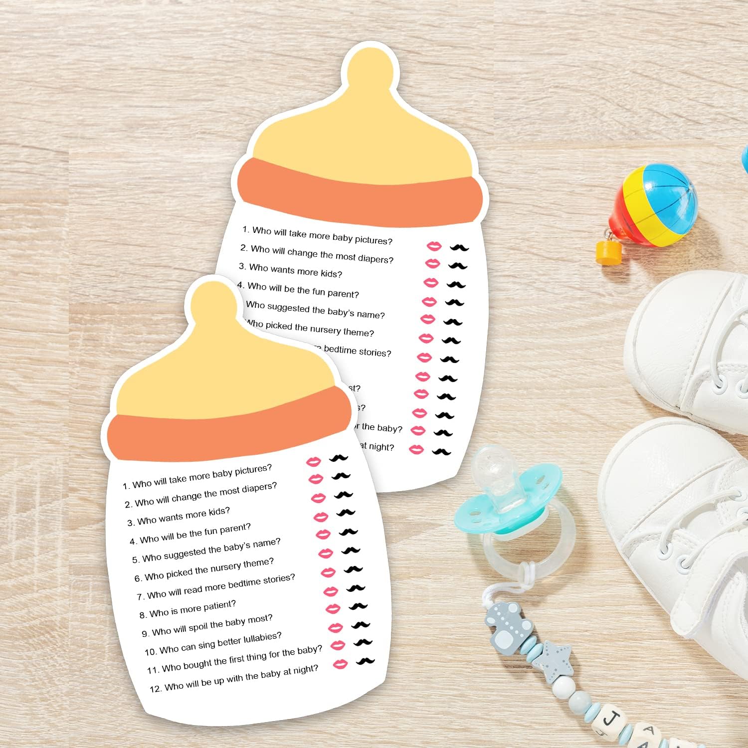 Juego de baby shower, lindo biberón de doble cara Adivina quién mamá o ...