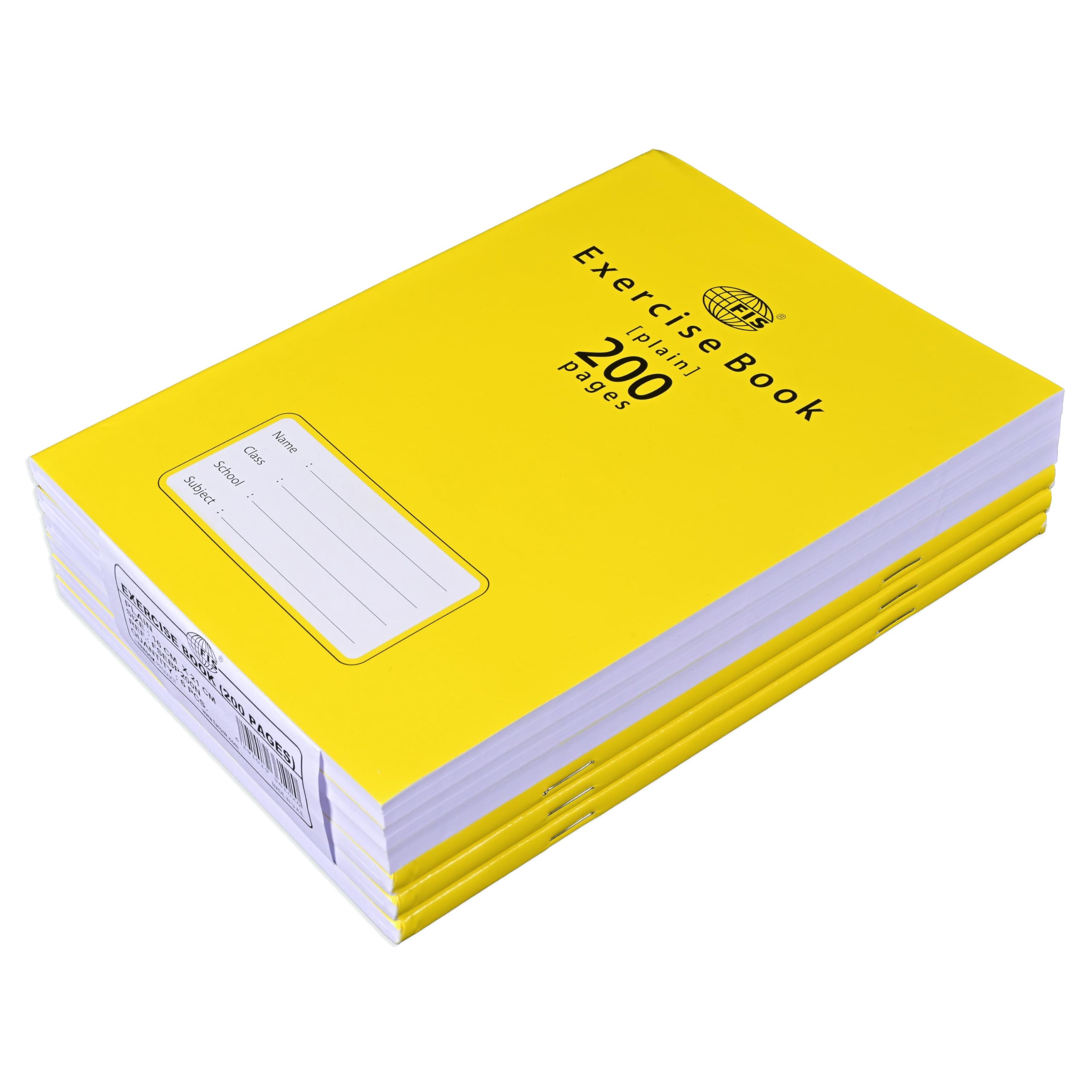 FIS Exercise Books Plain, 200 Pages, Pack of 6 Pieces, 16.5 x 21 cm ...