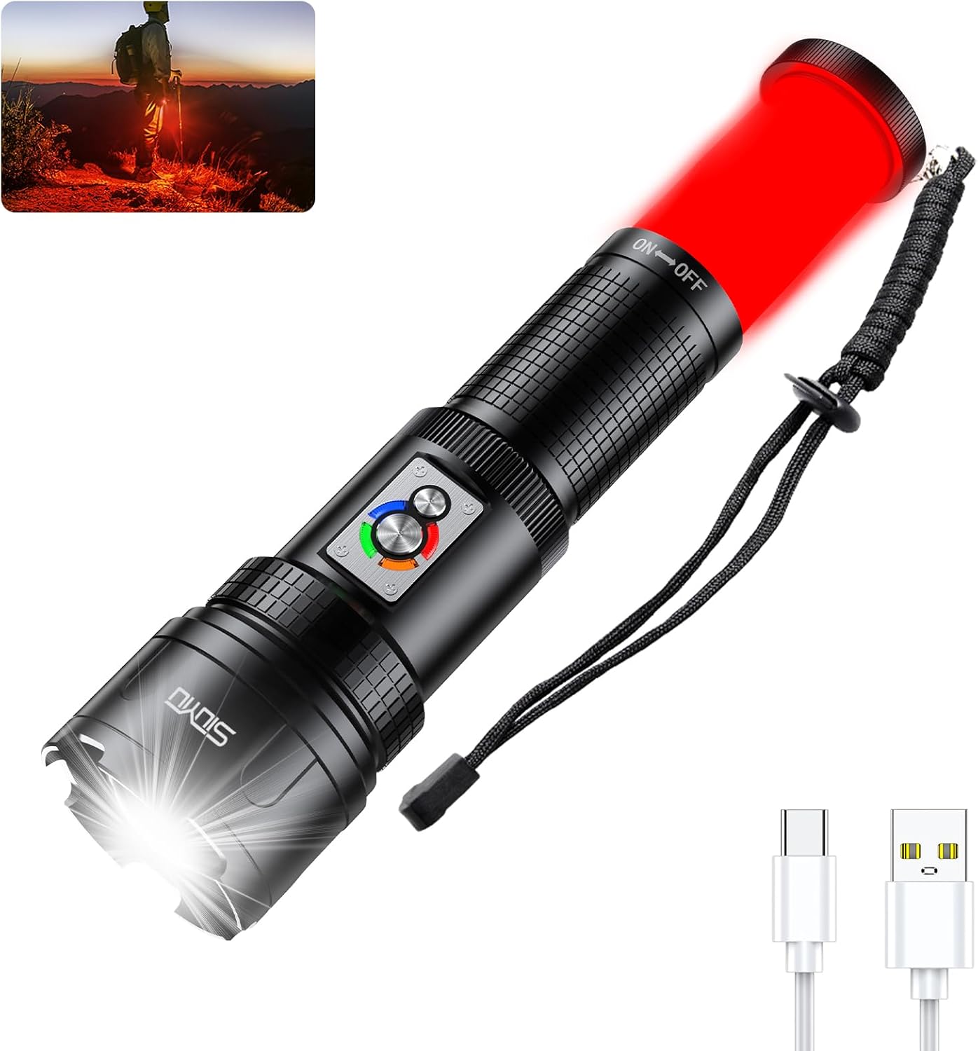 Siuyiu Flashlight High Lumens Rechargeable, Tactical, 1600 Lumen LED ...