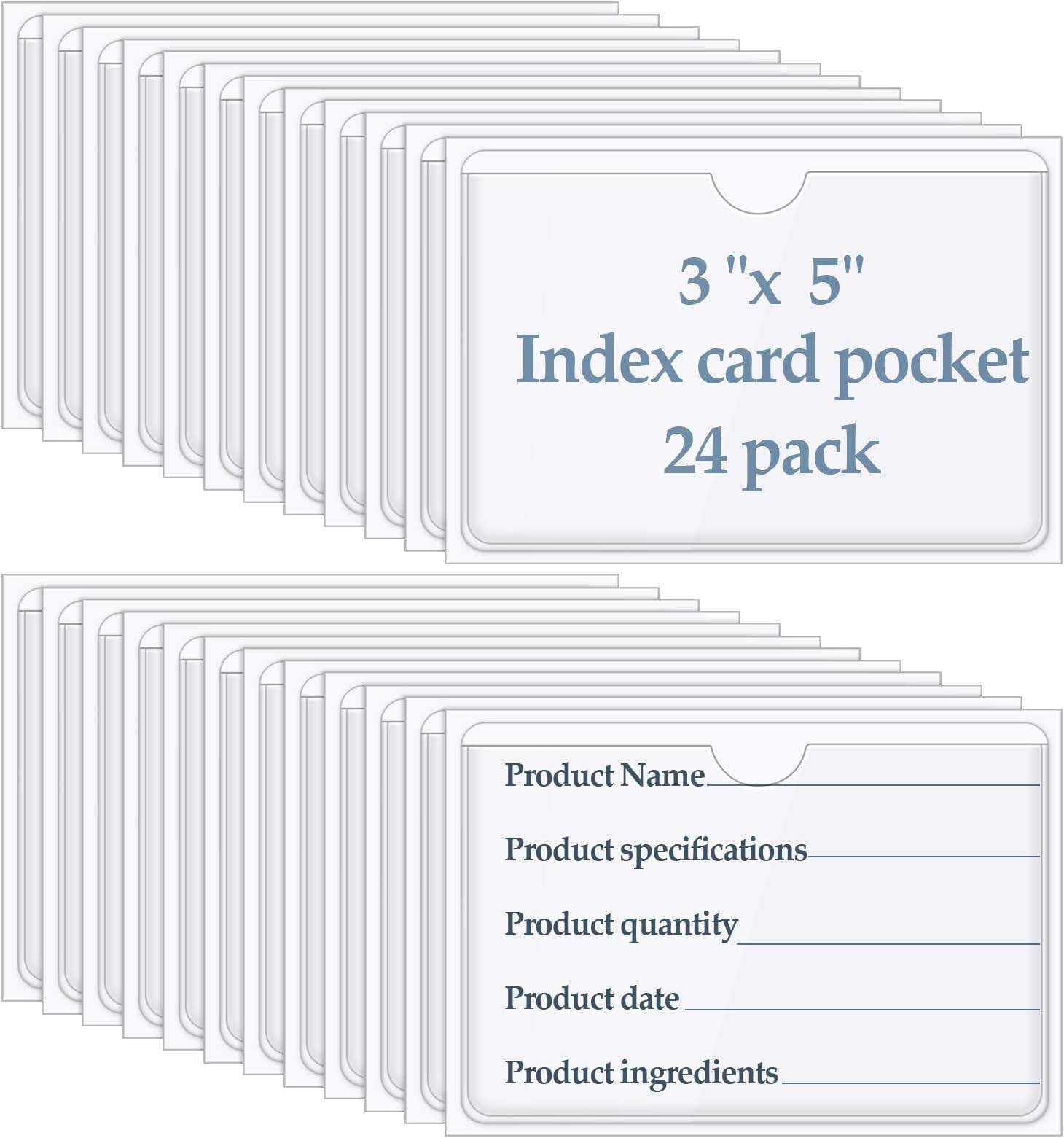 Amazon.com : 24 Pack Self-Adhesive Index Card Pockets 3x5 Inches Clear ...