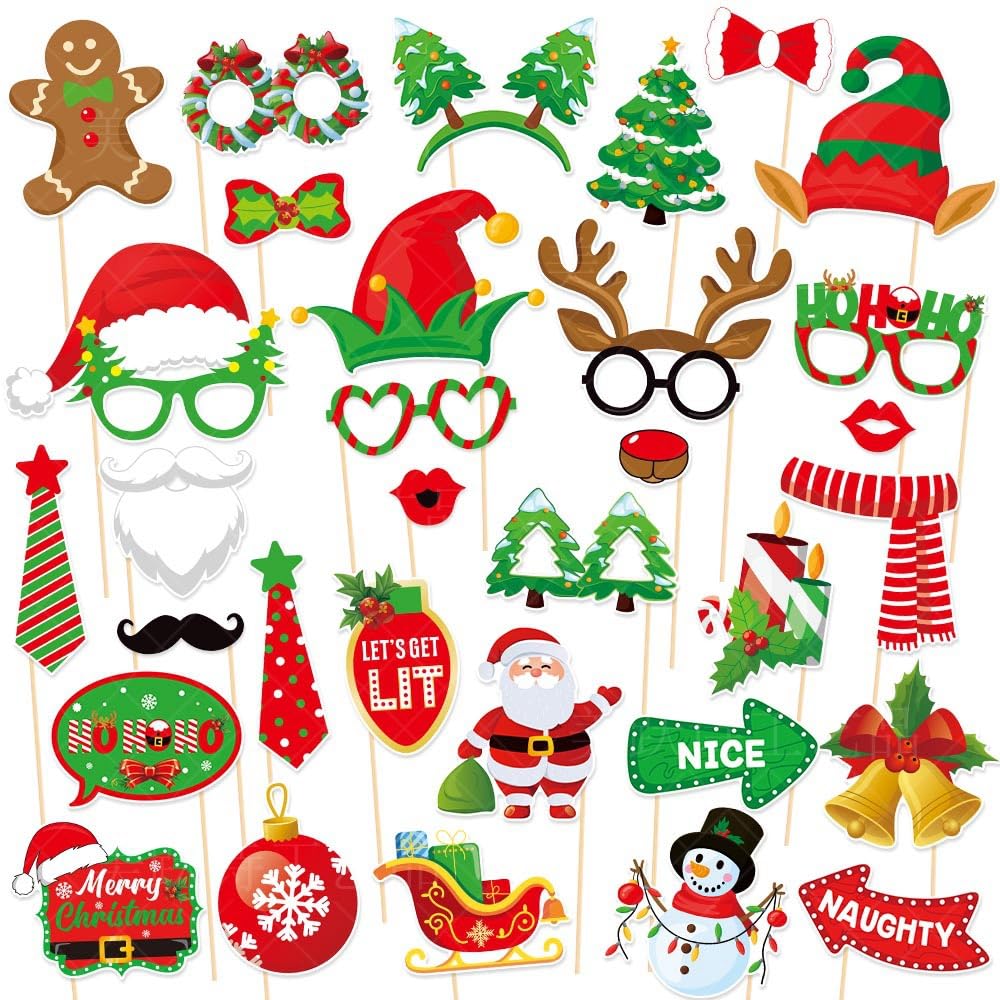 30 Pieces Christmas Photo Booth Props Christmas Photo Booth Props ...