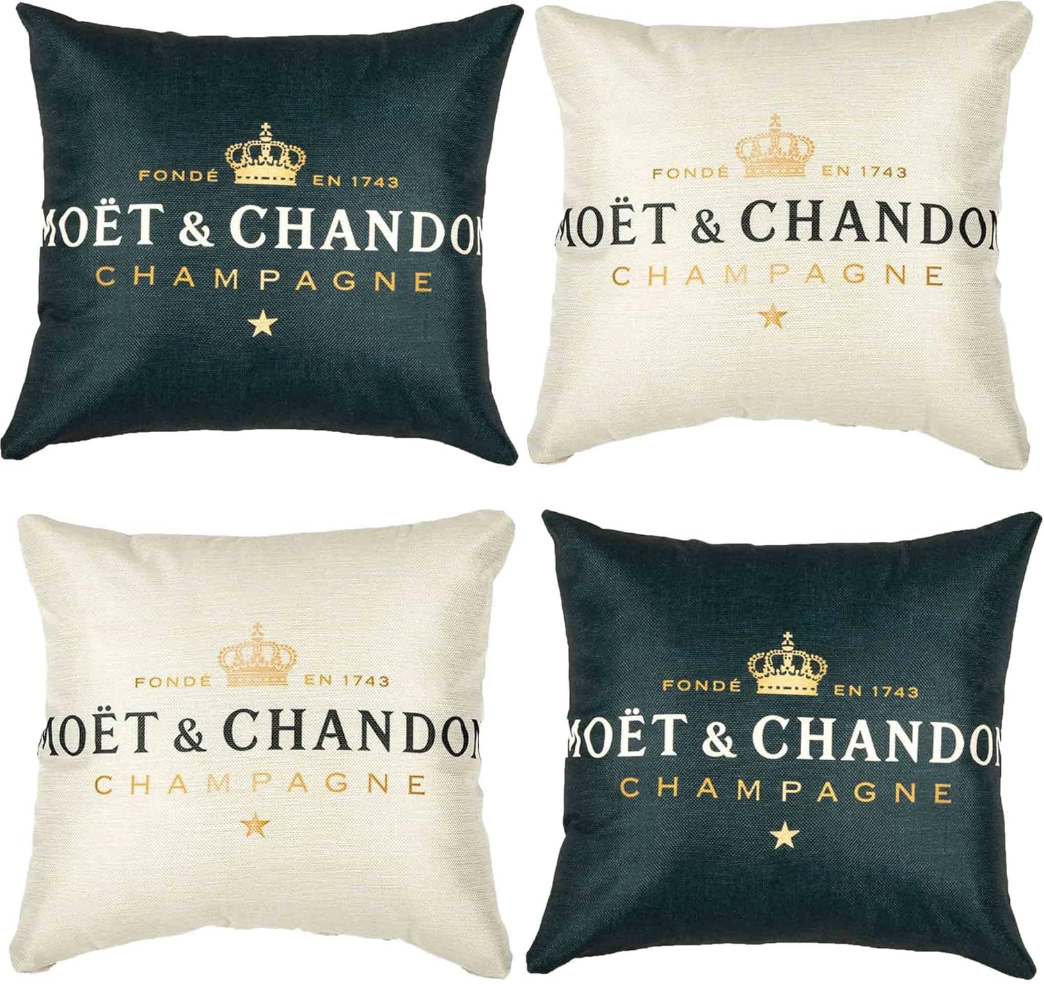 Federa Cuscini Divano，Copricuscini Decorativi Champagne e Nera 45 X 45 ...