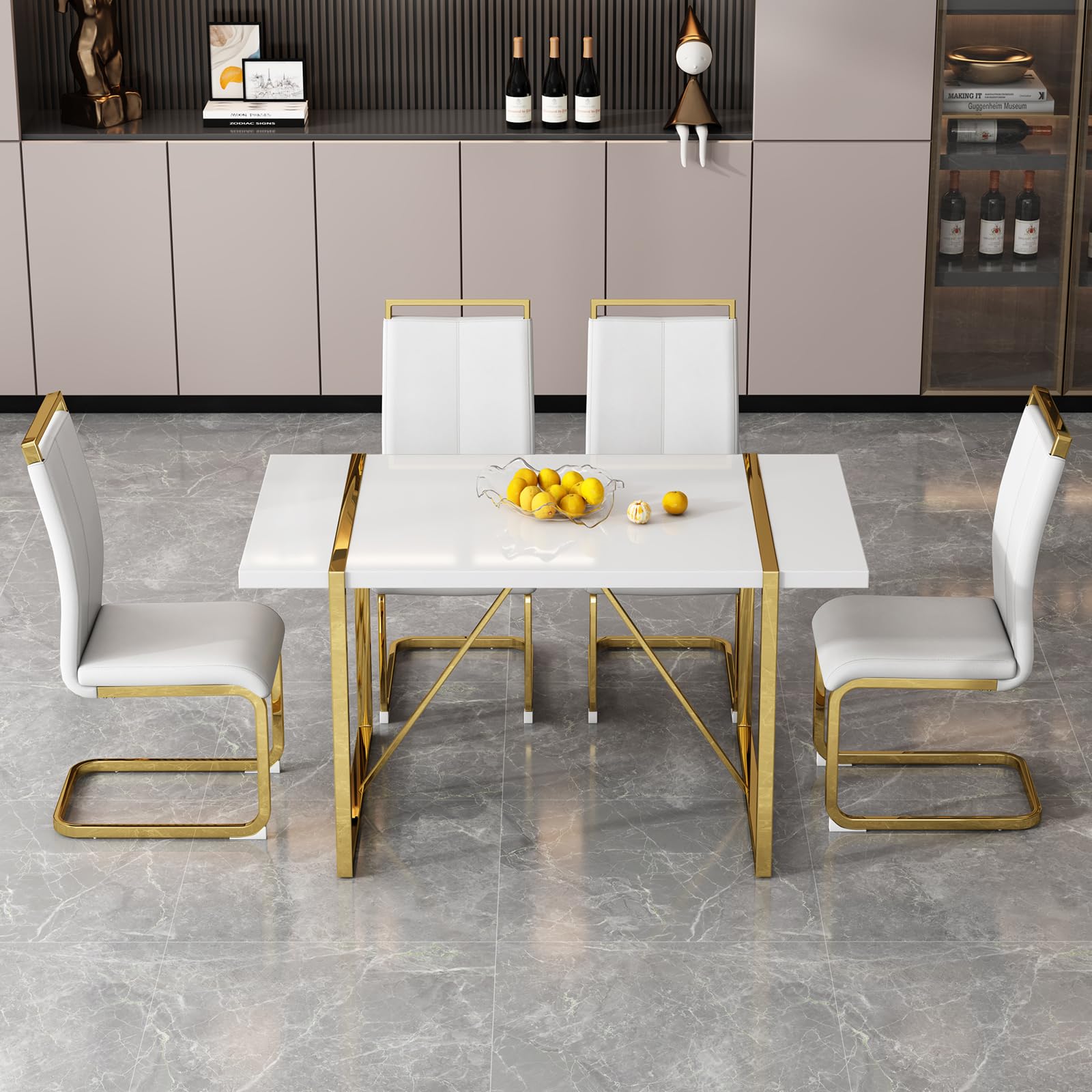 Amazon.com - Ebullient White Dining Table Set for 4，Rectangular MDF ...