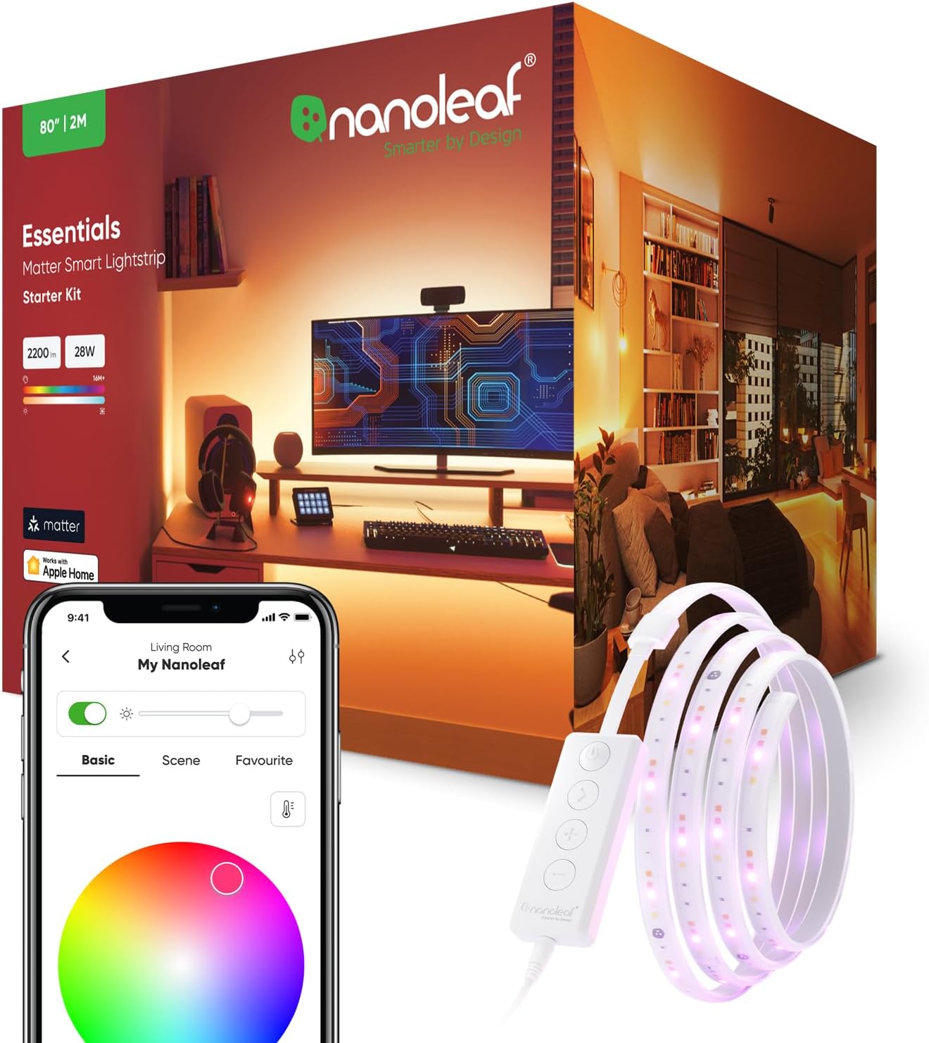 Nanoleaf Lines 60 Degrees Starter Kit, 15 Smart Light Bars LED RGBW ...