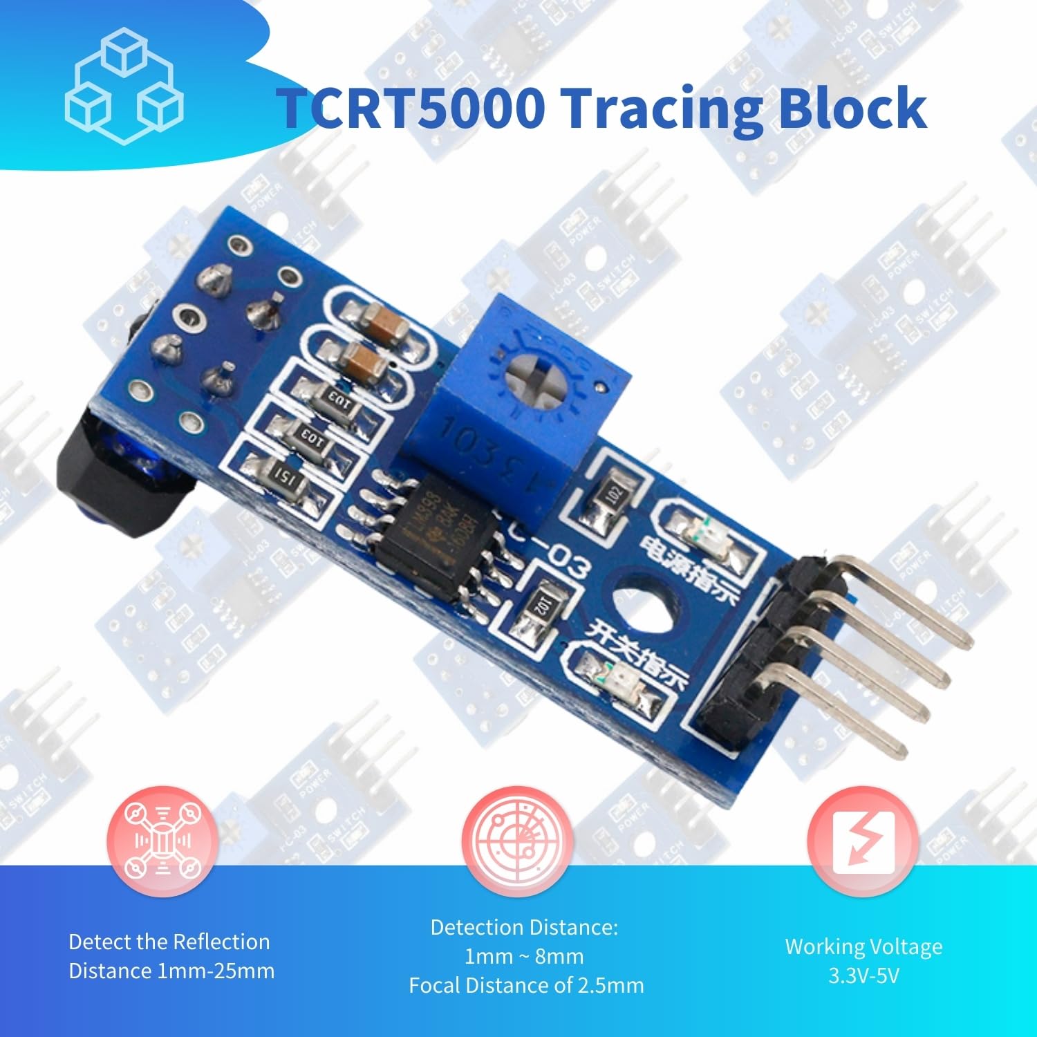 Snapklik.com : 4Pcs TCRT5000 3.3-5V Infrared Reflective Sensor 4Pin ...