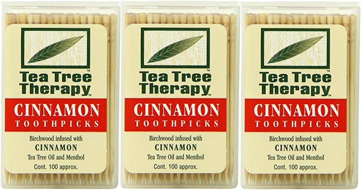 Amazon.com: Tea Tree Therapy Toothpicks, Cinnamon, 100 Count (3-Pack ...
