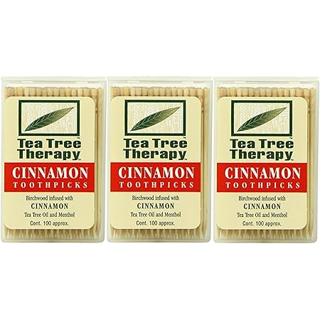Amazon.com: Tea Tree Therapy Toothpicks, Cinnamon, 100 Count (3-Pack ...