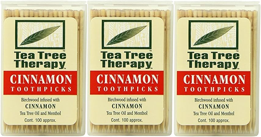 Amazon.com: Tea Tree Therapy Toothpicks, Cinnamon, 100 Count (3-Pack ...