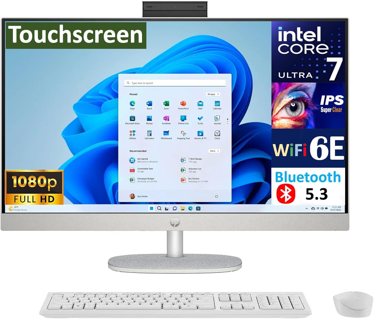 Amazon.com: HP All-in-One 27 AI Powered All-in-One 27" Touchscreen IPS ...