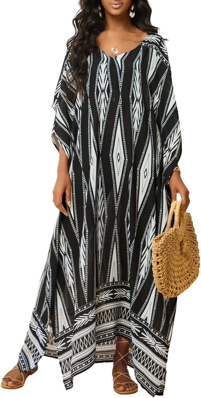 Bsubseach Kaftan Dresses for Women Long Beach Swimsuit Cover Up Plus ...