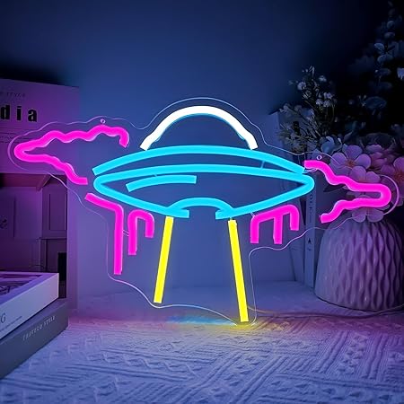 JanHune UFO Neon Sign Alien Spaceship LED Neon Lights Dimmable Space ...
