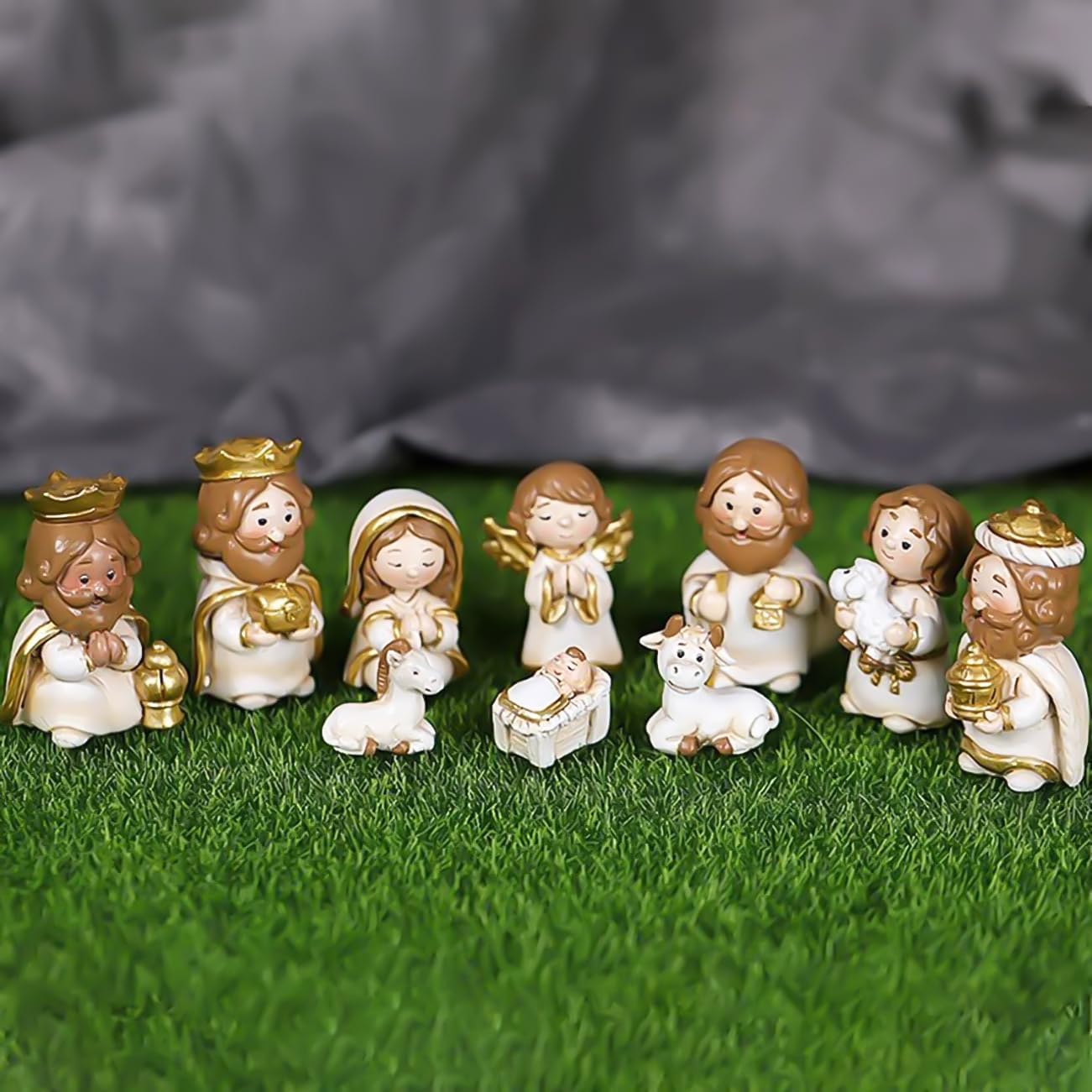 Amazon.com: MACLARONX Miniature Nativity Set,10 Pieces Christmas Mini ...