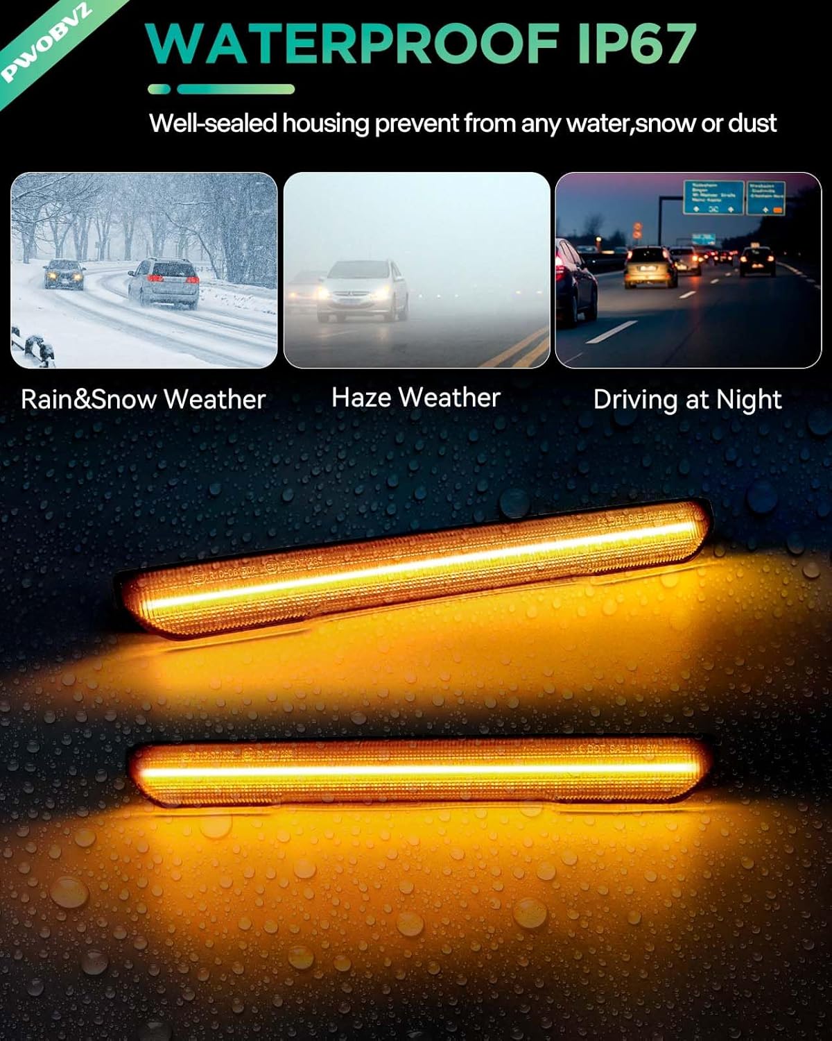 PWOBVZ Luz de marcador lateral LED ámbar con lente ahumada para ...