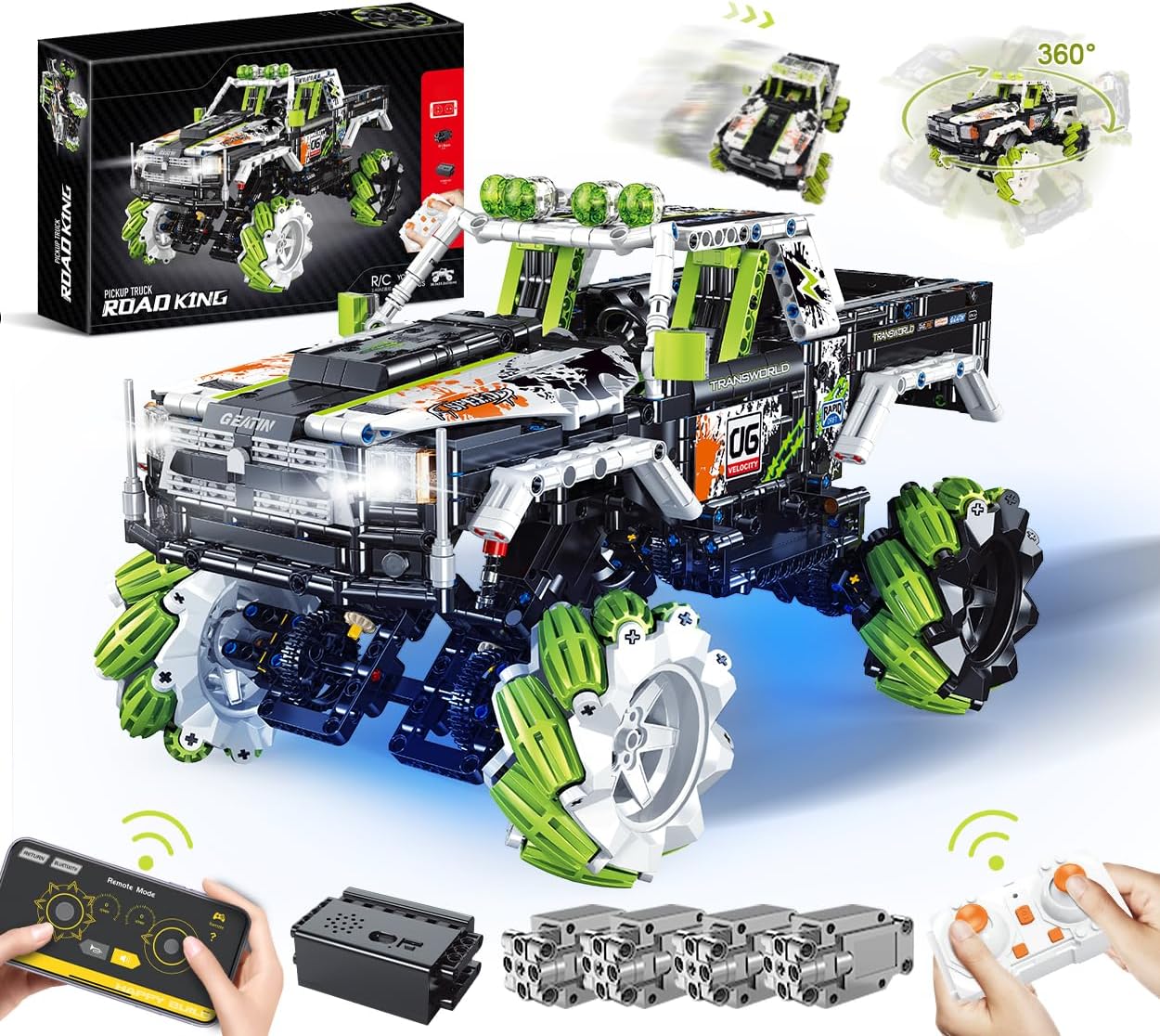 Amazon.com: DOSCOR Pickup Truck Building Kits with Remote Control for ...