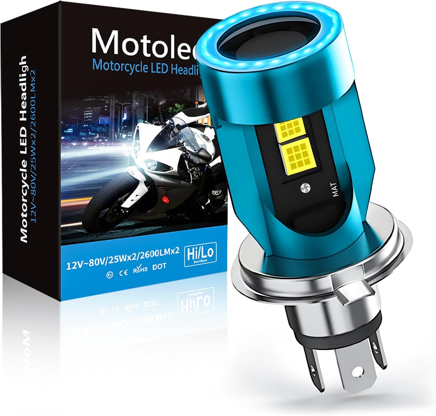 Autofast H4/HS1 Faros Led para Moto Luce de Alta y Baja-70w 12000 LM ...