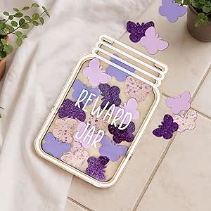 Amazon.com: Butterfly Reward Jar for Classroom - Purple Glitter ...