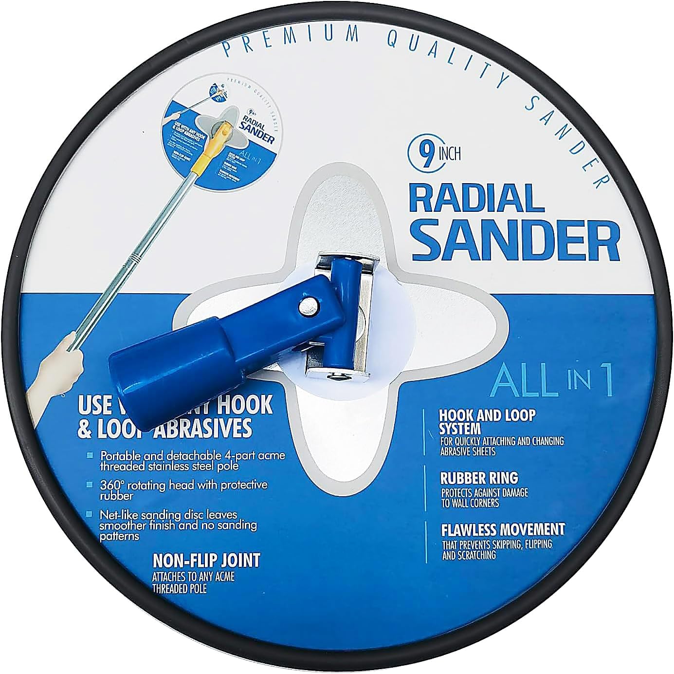 Tonmp 9 Inch Radial Hand Sander, 9" Hook and loop Hand Drywall Sander ...