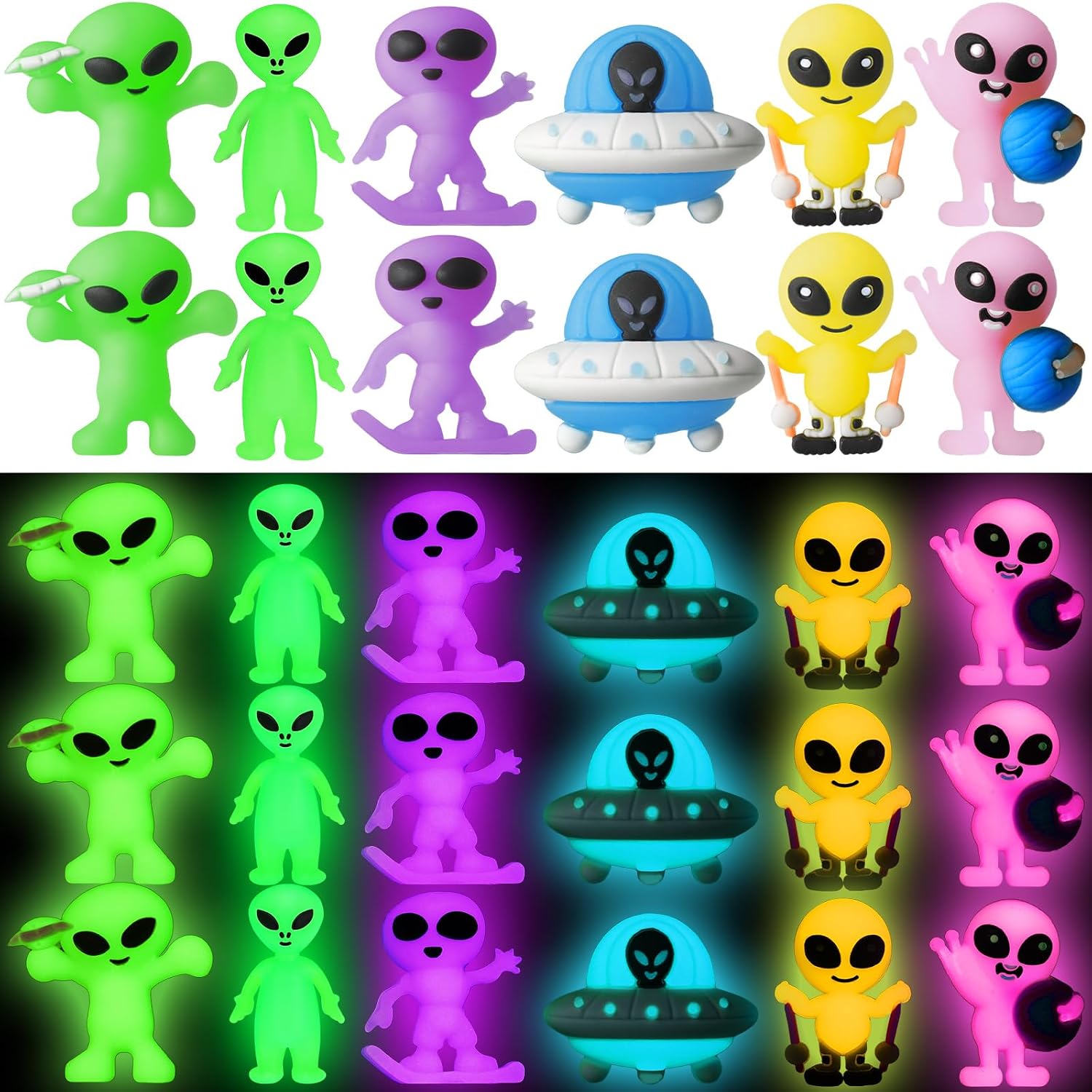 Amazon.com: CroBlissful 25pcs Luminous Little Alien Figures Halloween ...
