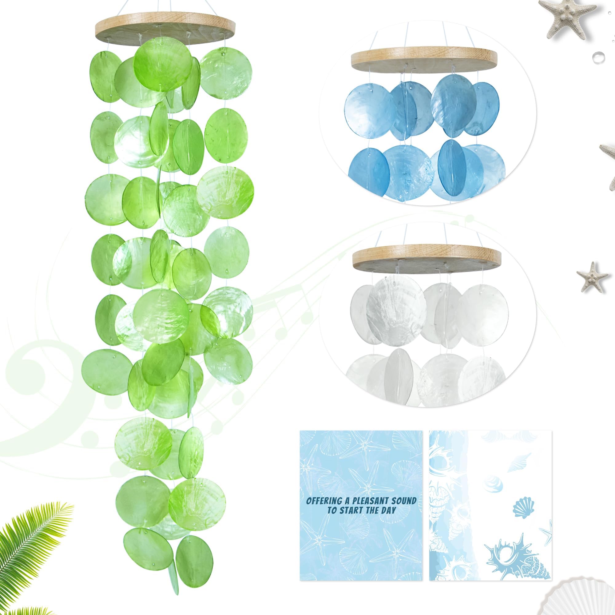 Amazon.com : CRASPIRE Wind Chimes Shells Green Capiz Shell Wind Chimes ...