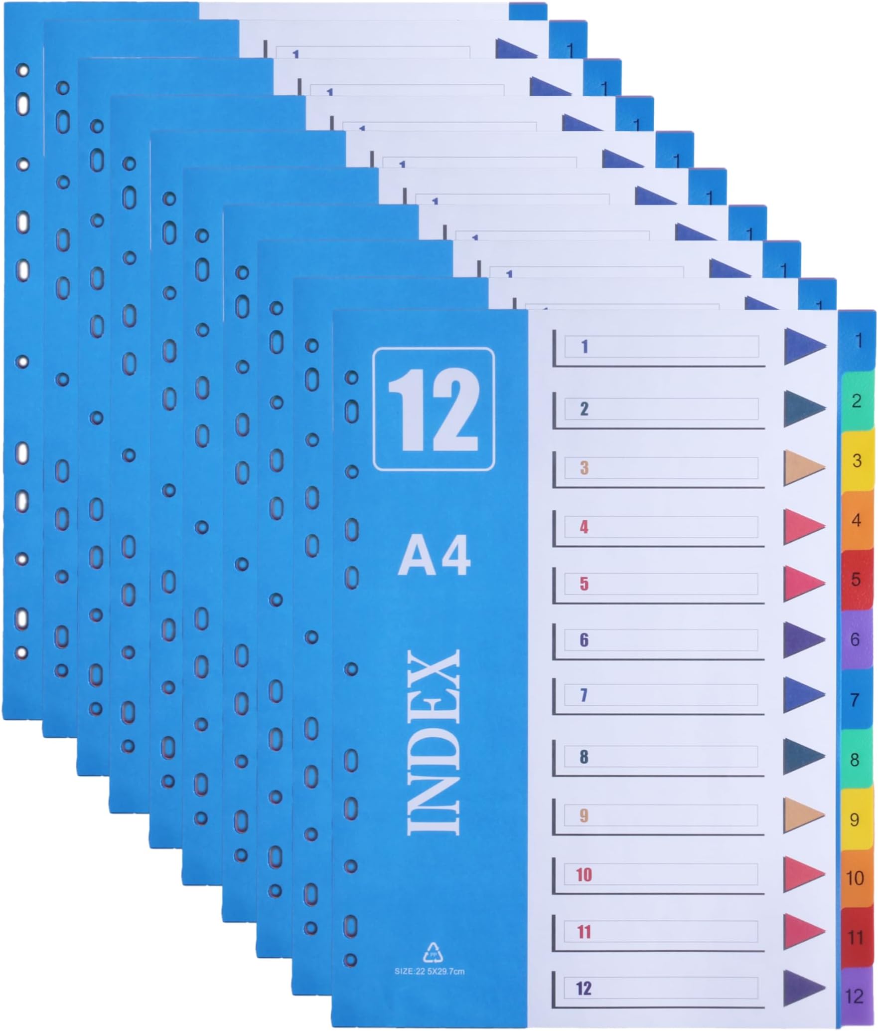 AMO HERMOSO 10 Pack 12 Part File Dividers A4 for Lever Arch Files Ring ...