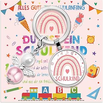 Rorchio Einschulung Geschenk Mädchen, Schulkind 2024 Schutzengel Schlüsselanhänger Schultüte ...