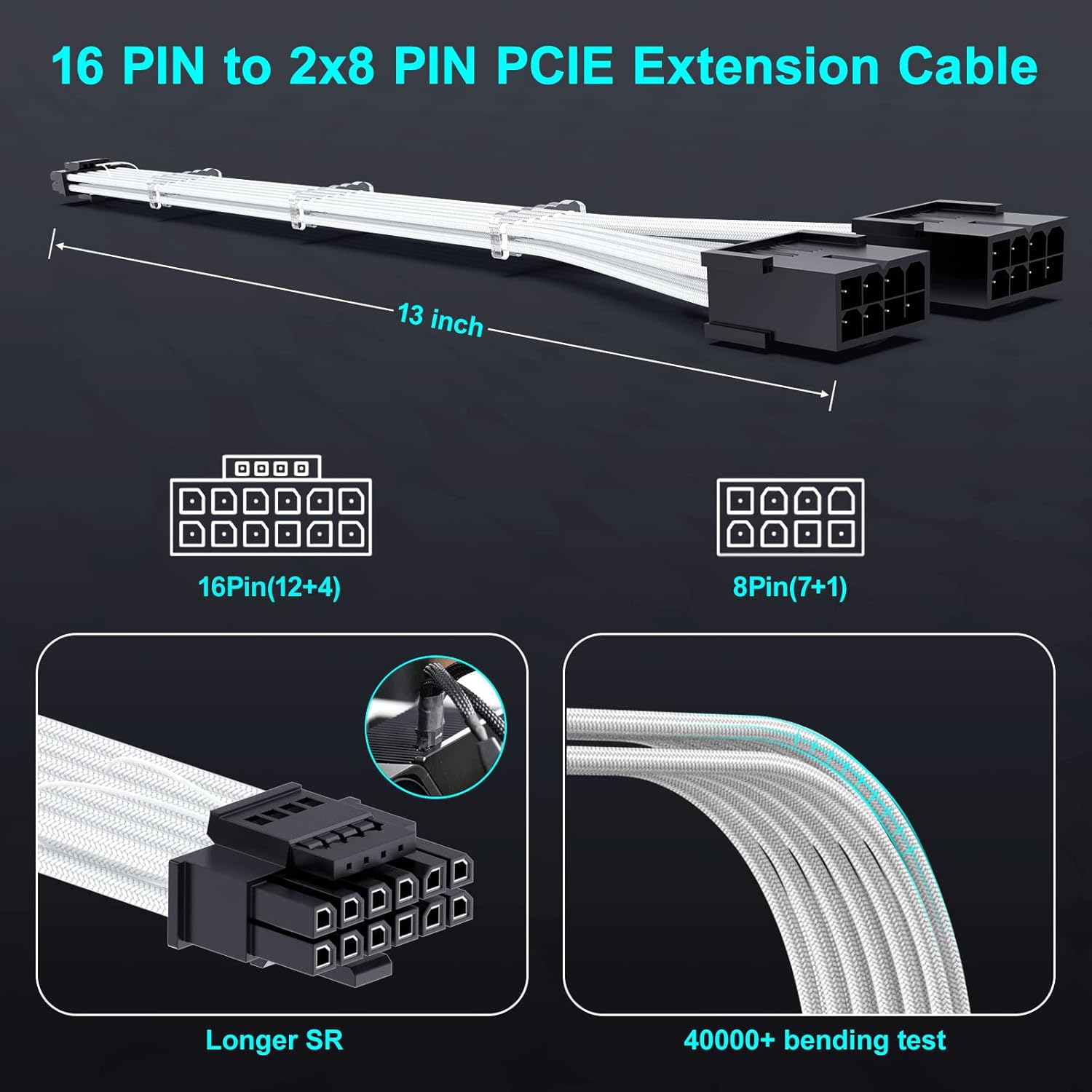 Bangfun 16Pin RTX 4070Ti GPU Power Adapter Cable, PCI-e 5.0 16Pin(12+4 ...