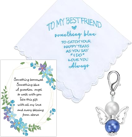 Amazon.com: MKISHINE Bridal Blue Handkerchief - Something Blue Gift for ...