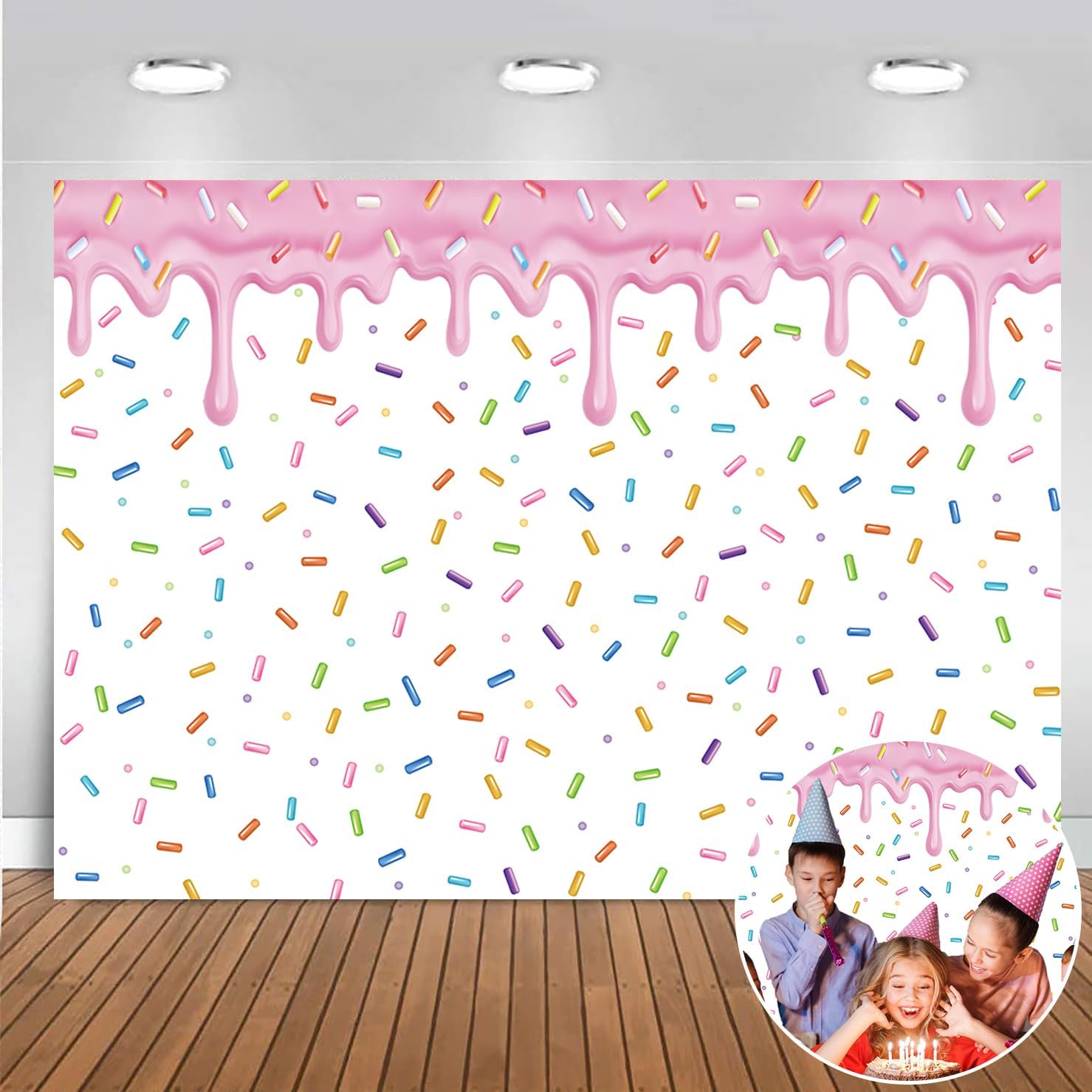 Amazon.com : Donut Backdrop Bright Colorful Confetti Sprinkle Donut ...