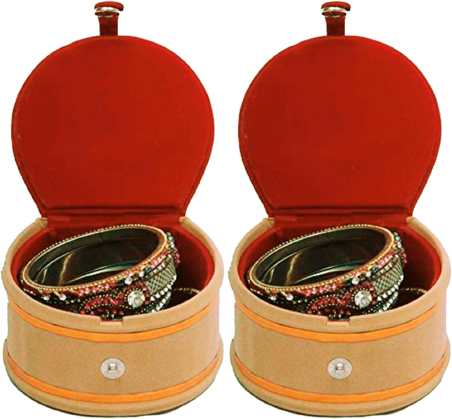 Amazon.com: Kuber Industries Wooden 2 Pieces Velvet Small Round Bangle ...