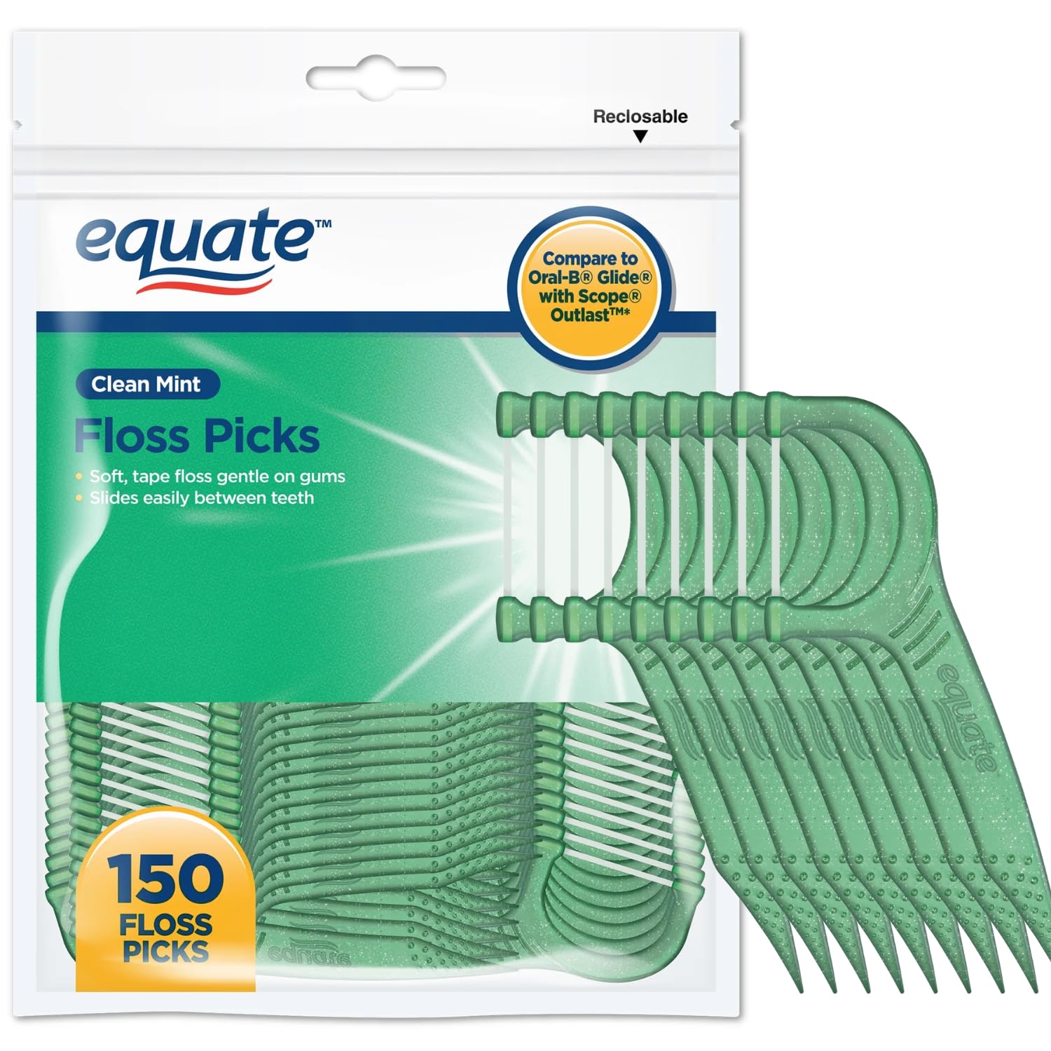 Amazon.com : Floss Picks, Clean Mint Flavored, Built-in Tongue Cleaner ...