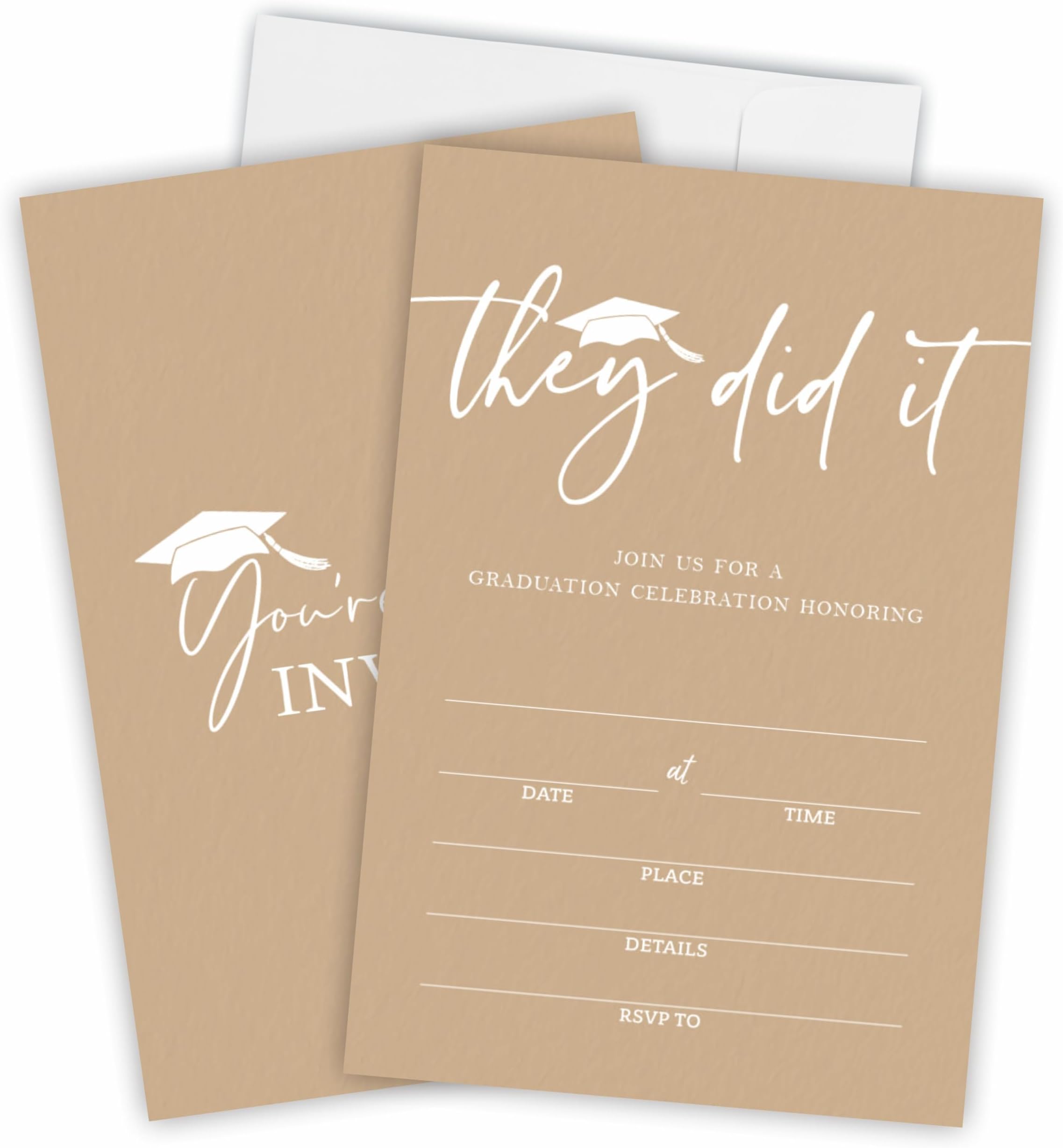 Amazon.com: 20 Graduation Invitation With Envelopes, They Did It ...