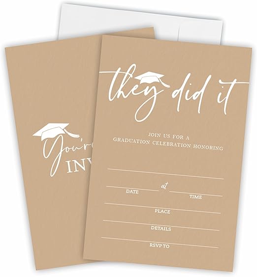 Amazon.com: 20 Graduation Invitation With Envelopes, They Did It ...