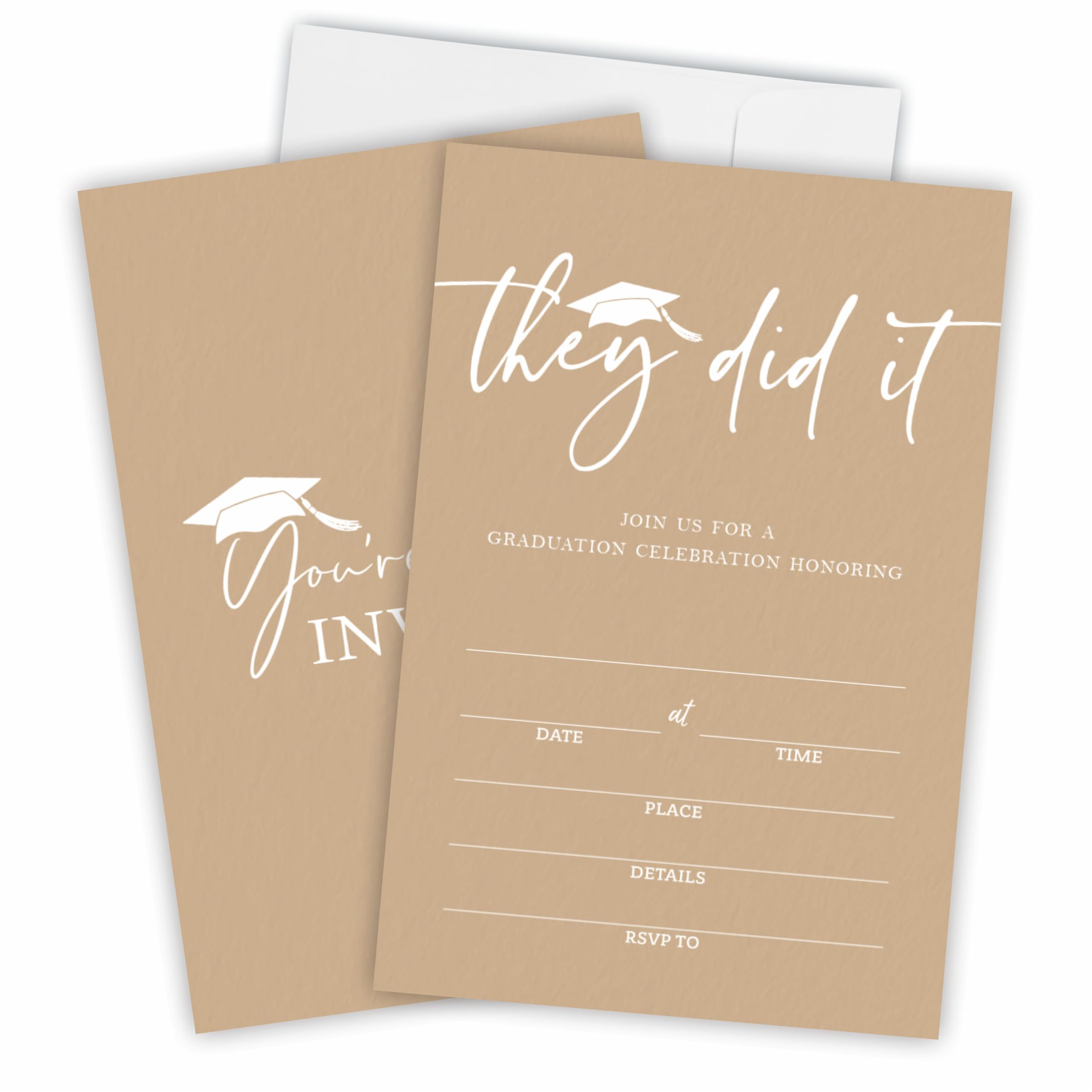 Amazon.com: 20 Graduation Invitation With Envelopes, They Did It ...