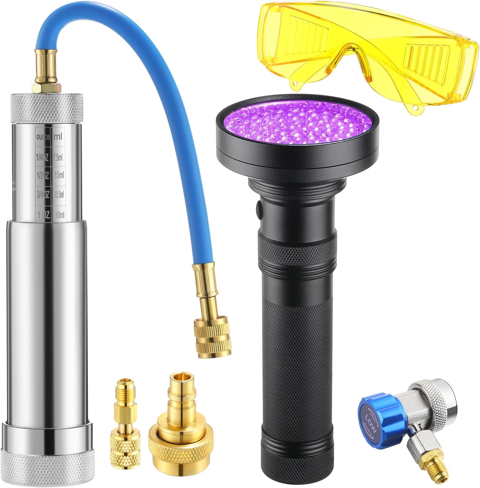 Amazon.com: Tellegloww A/C Oil Dye Injector Kit, Backflow Prevent with ...