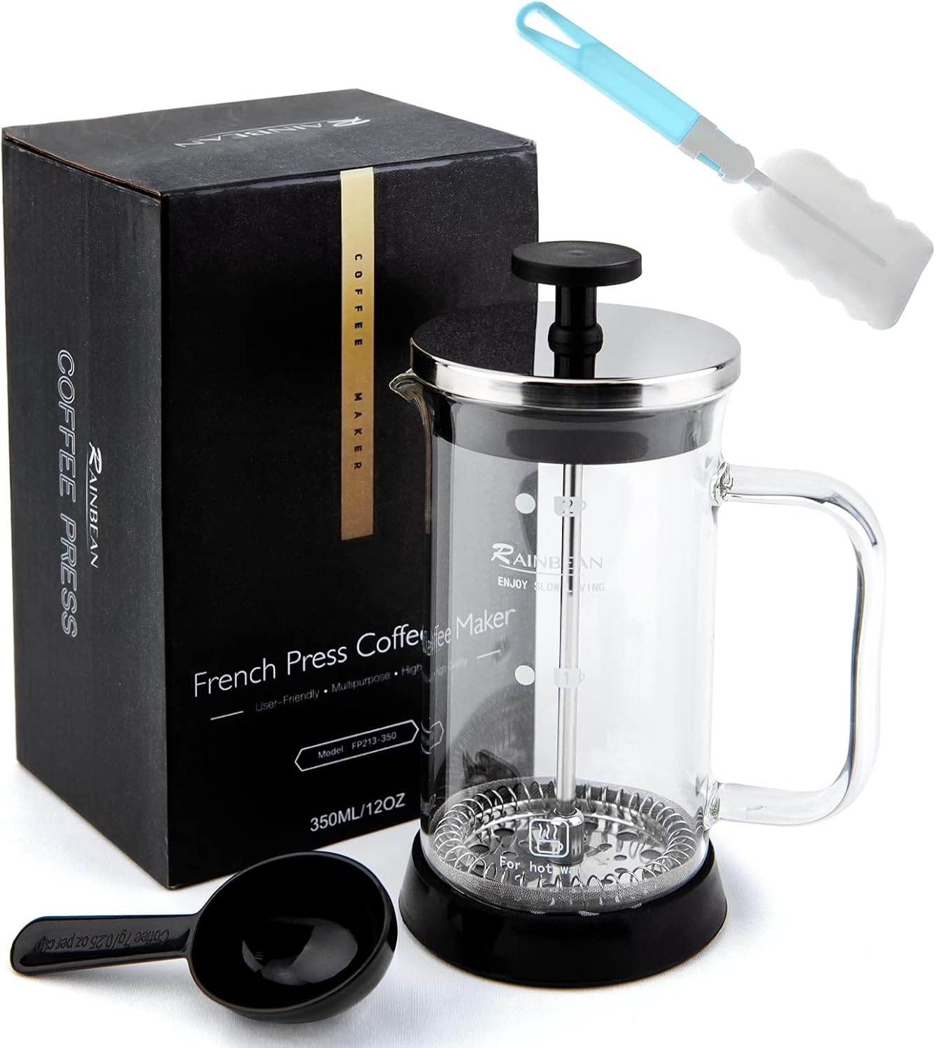 RAINBEAN Cafetiere Coffee Maker 2 Cups/350ml, Small French Press Coffee ...