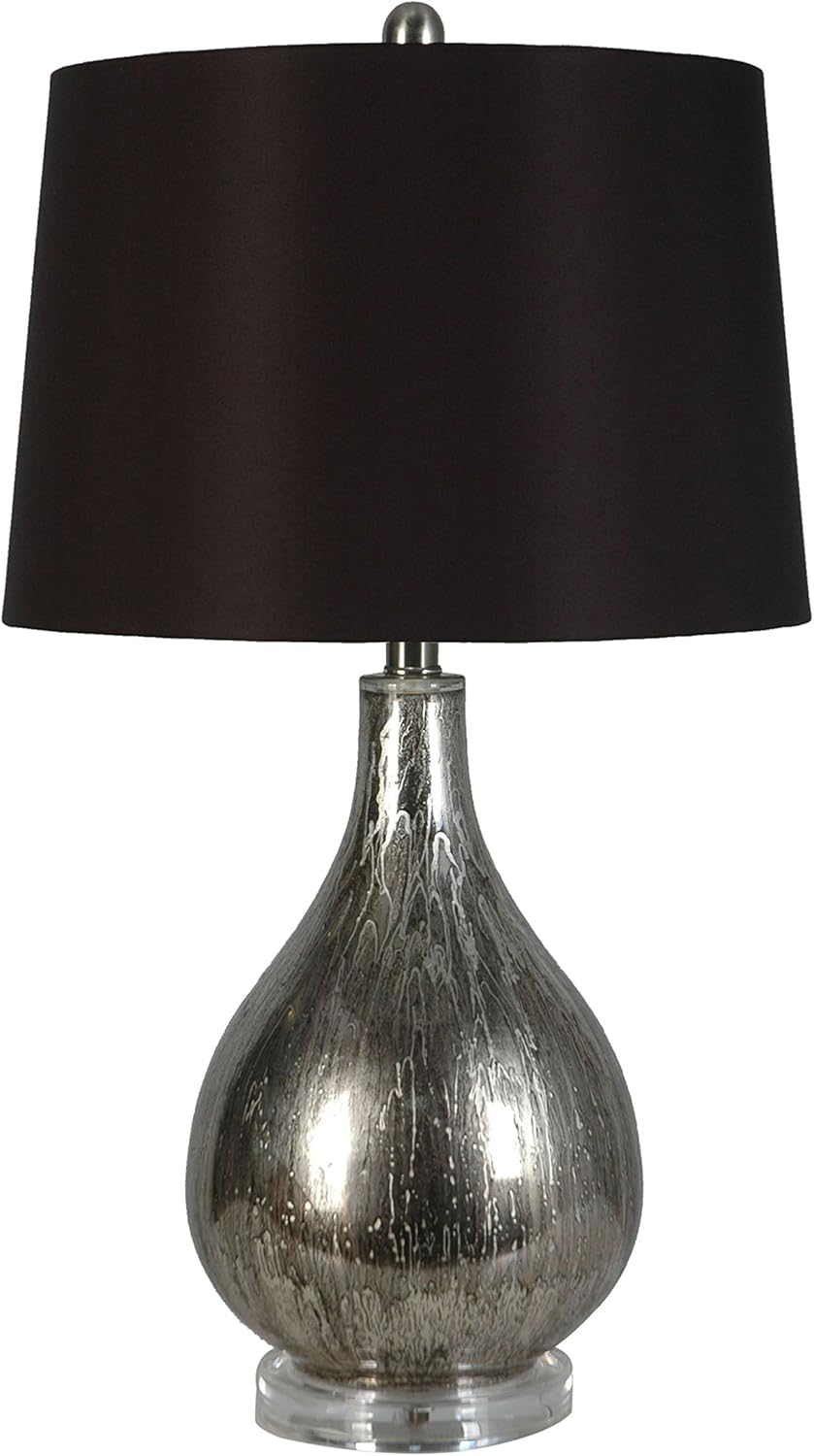 LampsPerSe LPS-163 Glass and Acrylic Table Lamp, Silver Foil Glass ...