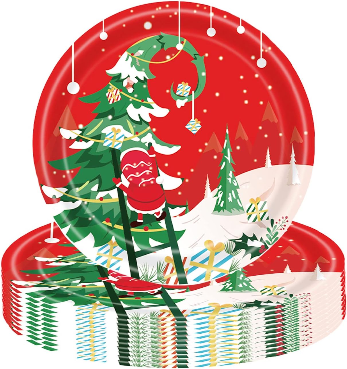 Christmas Party Paper Plates 18cm,16Pc Winter Snowflakes Santa,Snowman ...