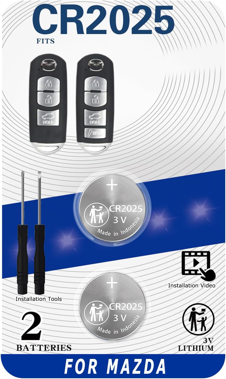 Amazon.com: Key Fob Battery Replacement for Mazda (2009-2020) 3 6 CX-3 ...